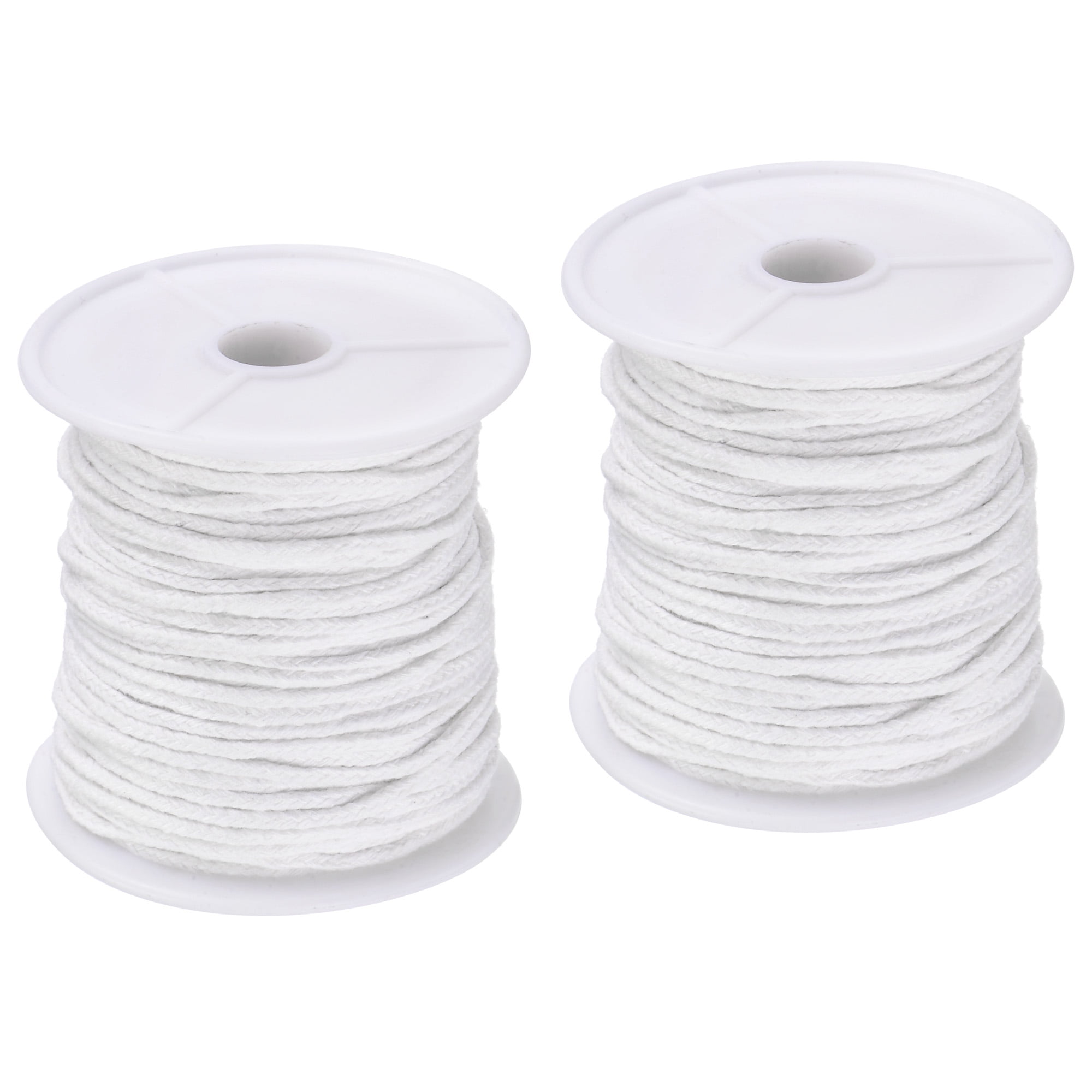 Uxcell 40 PLY 200 Ft Long 1.7mm Diameter Cotton Braided Candle Wick, 2 ...