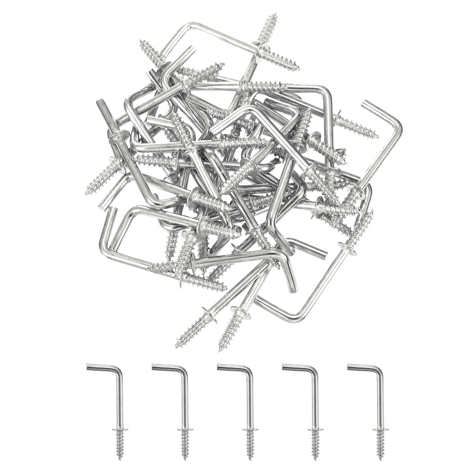 Uxcell 40 Pack L Shape Hooks, 1 Inch Right Angle Screw Hooks for ...