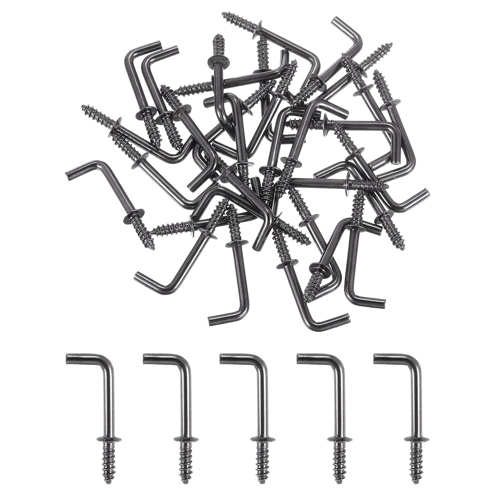 Uxcell 40 Pack L Shape Hooks, 5/8 Inch Right Angle Screw Hooks for ...
