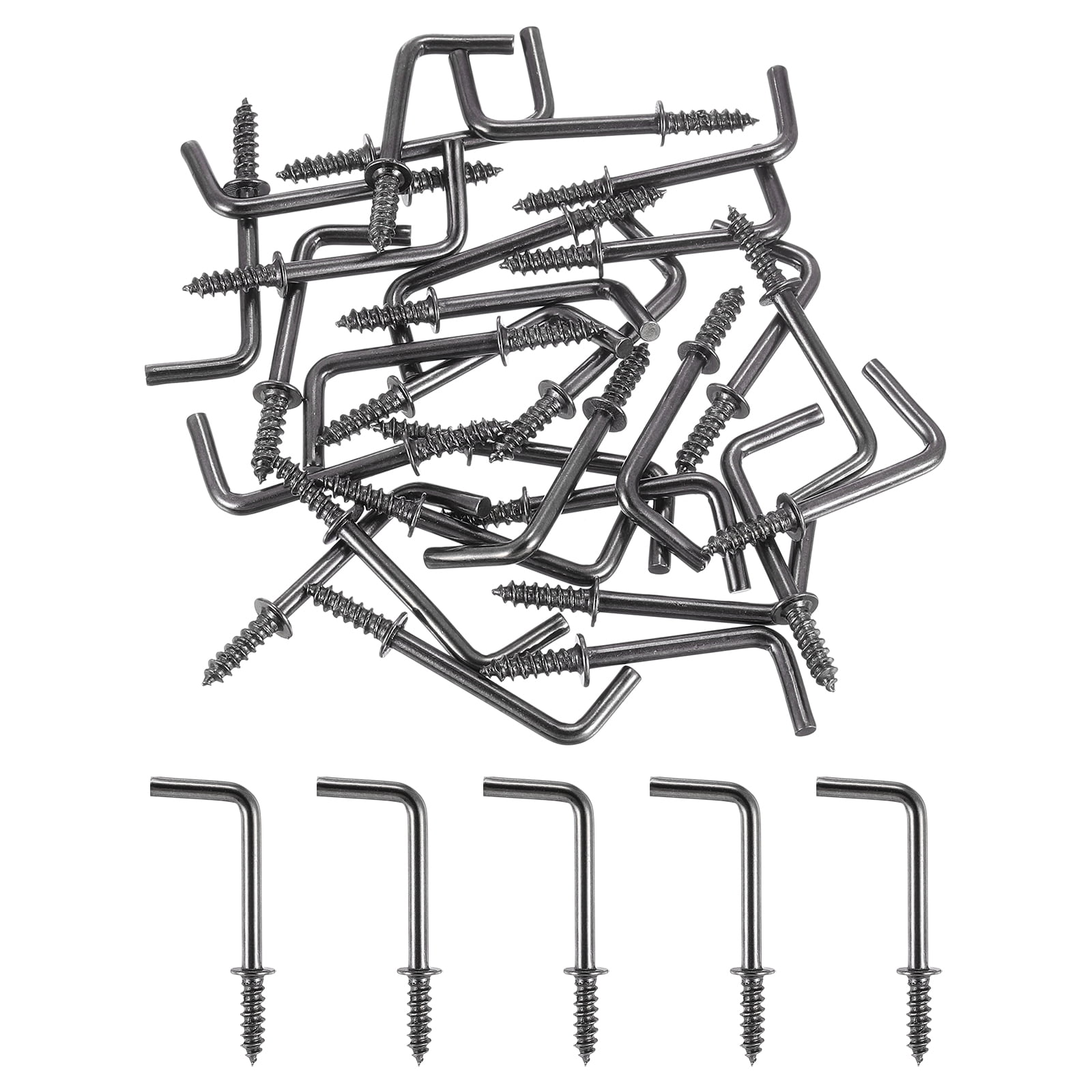 Uxcell 40 Pack L Shape Hooks, 7/8 Inch Right Angle Screw Hooks for ...