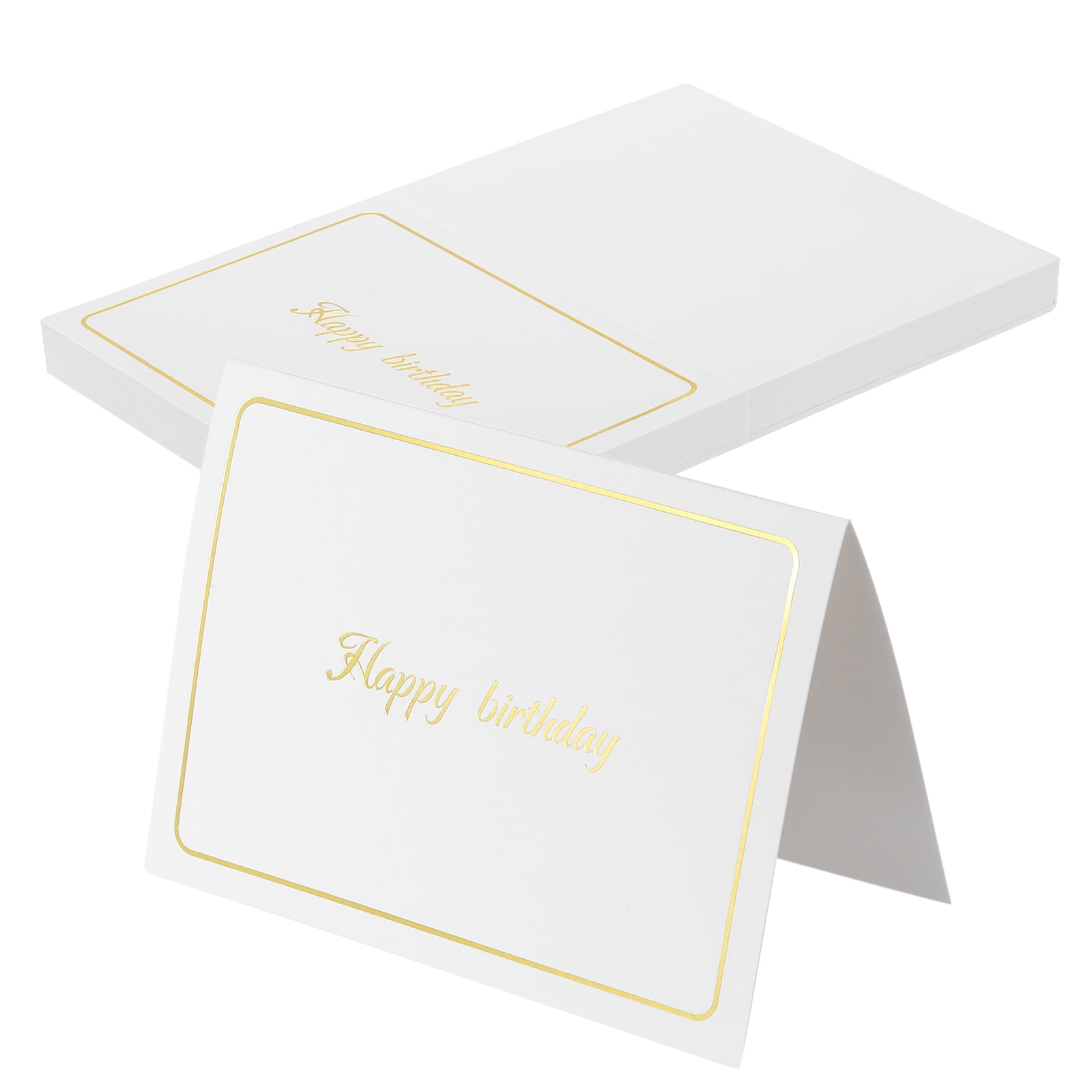 Uxcell 40 Pcs "Happy Birth-day" Table Place Cards White Gold Line Frame ...