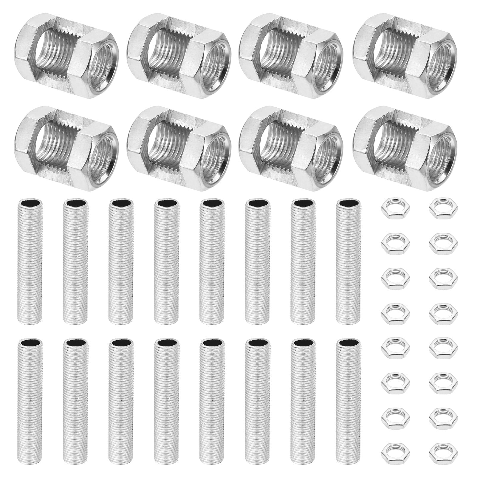 Uxcell 40 Pcs M10×20 Hexagon Open Coupling Nuts with Threaded Pipe and ...