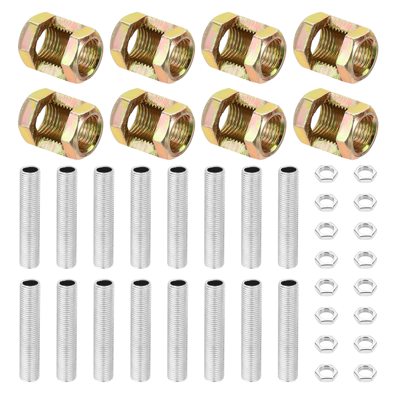 Uxcell 40 Pcs M10×20 Metal Hexagon Open Coupling Nut with Threaded Pipe ...