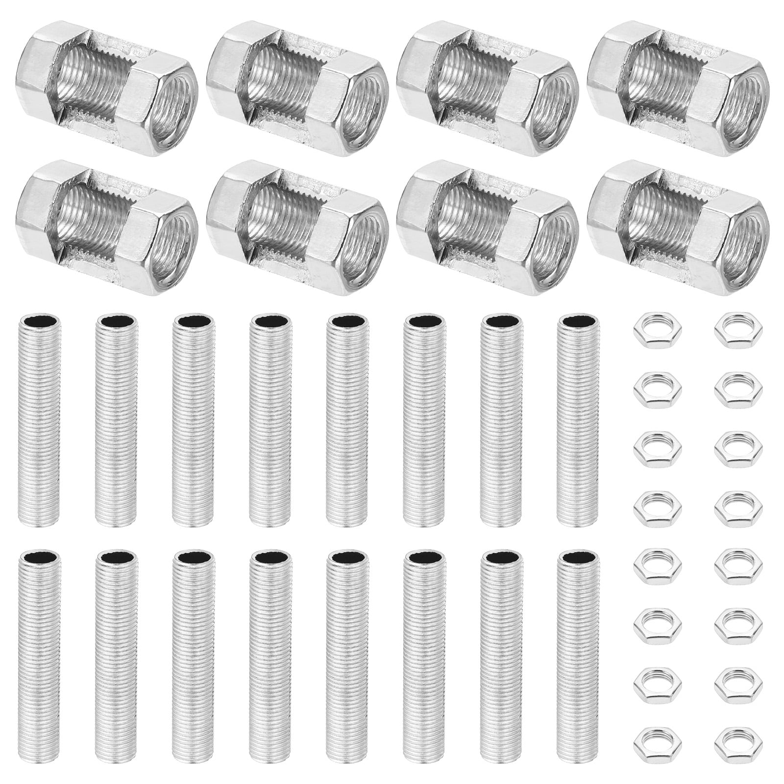 Uxcell 40 Pcs M10×25 Hexagon Open Coupling Nuts with Threaded Pipe and ...