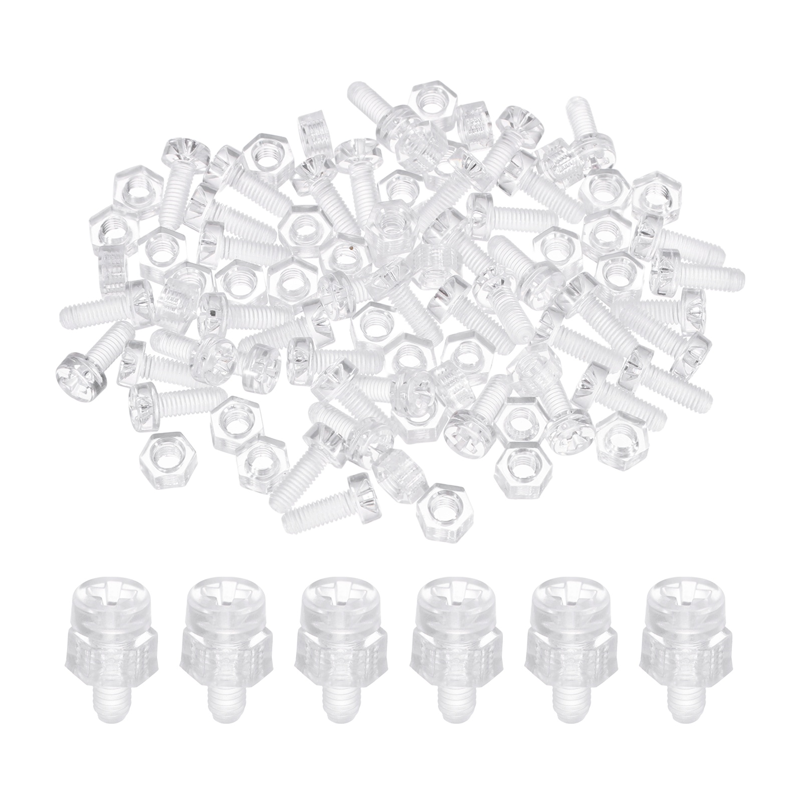 Uxcell 40 Set M3x8mm Clear Acrylic Phillips Round Head Screws with Hex ...