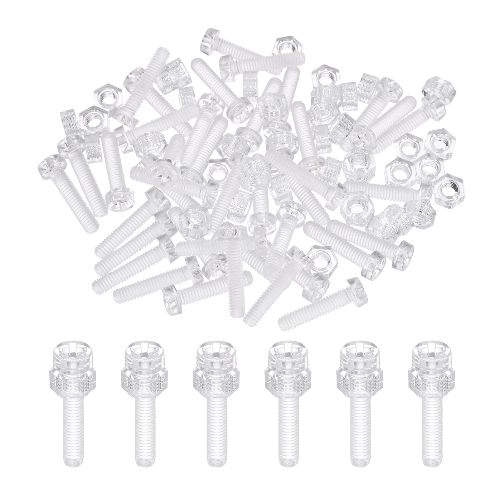 Uxcell 40 Set M4x18mm Clear Acrylic Phillips Round Head Screws with Hex ...