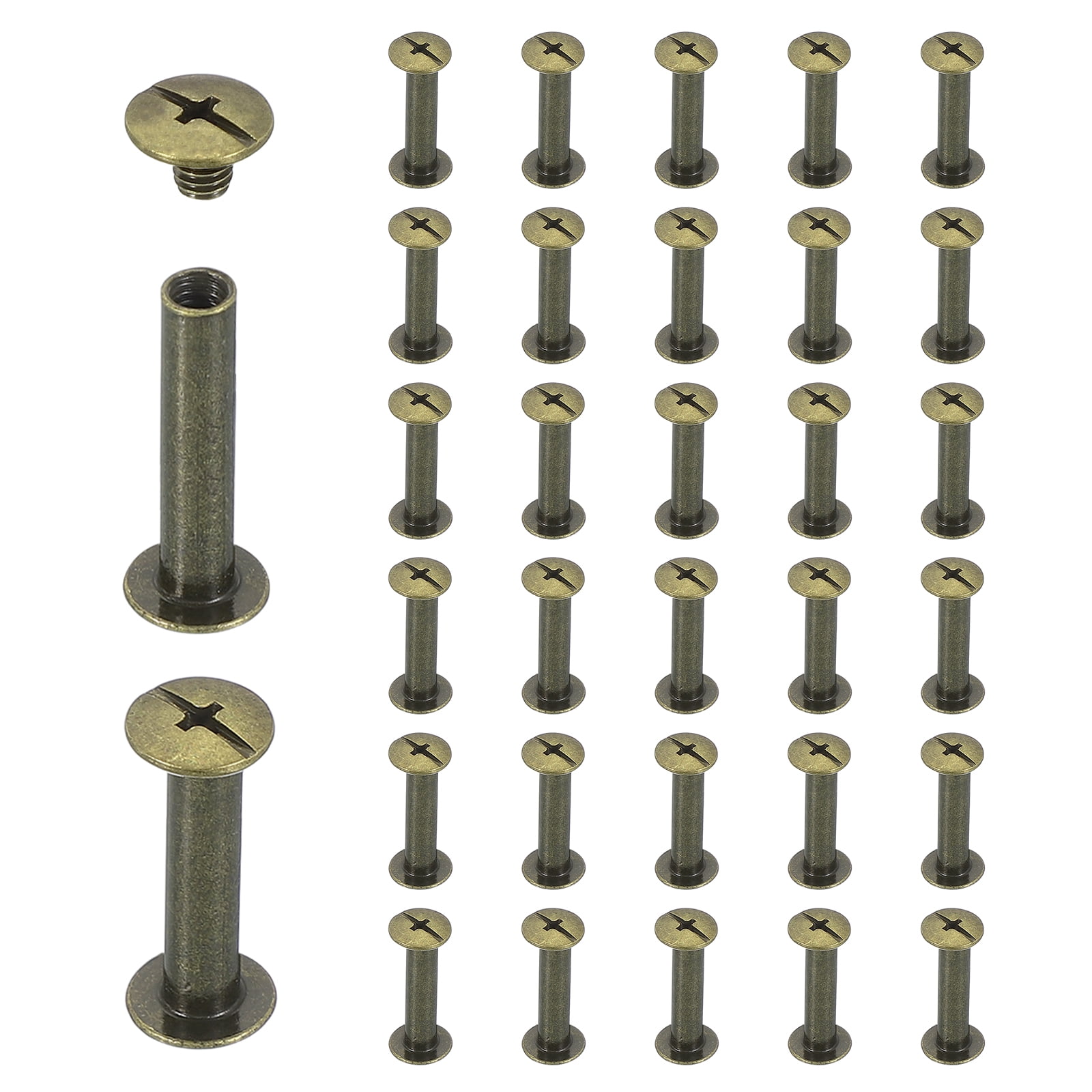 Uxcell 40 Sets Chicago Screw Rivets M5x22mm Metal Phillips Head Post ...