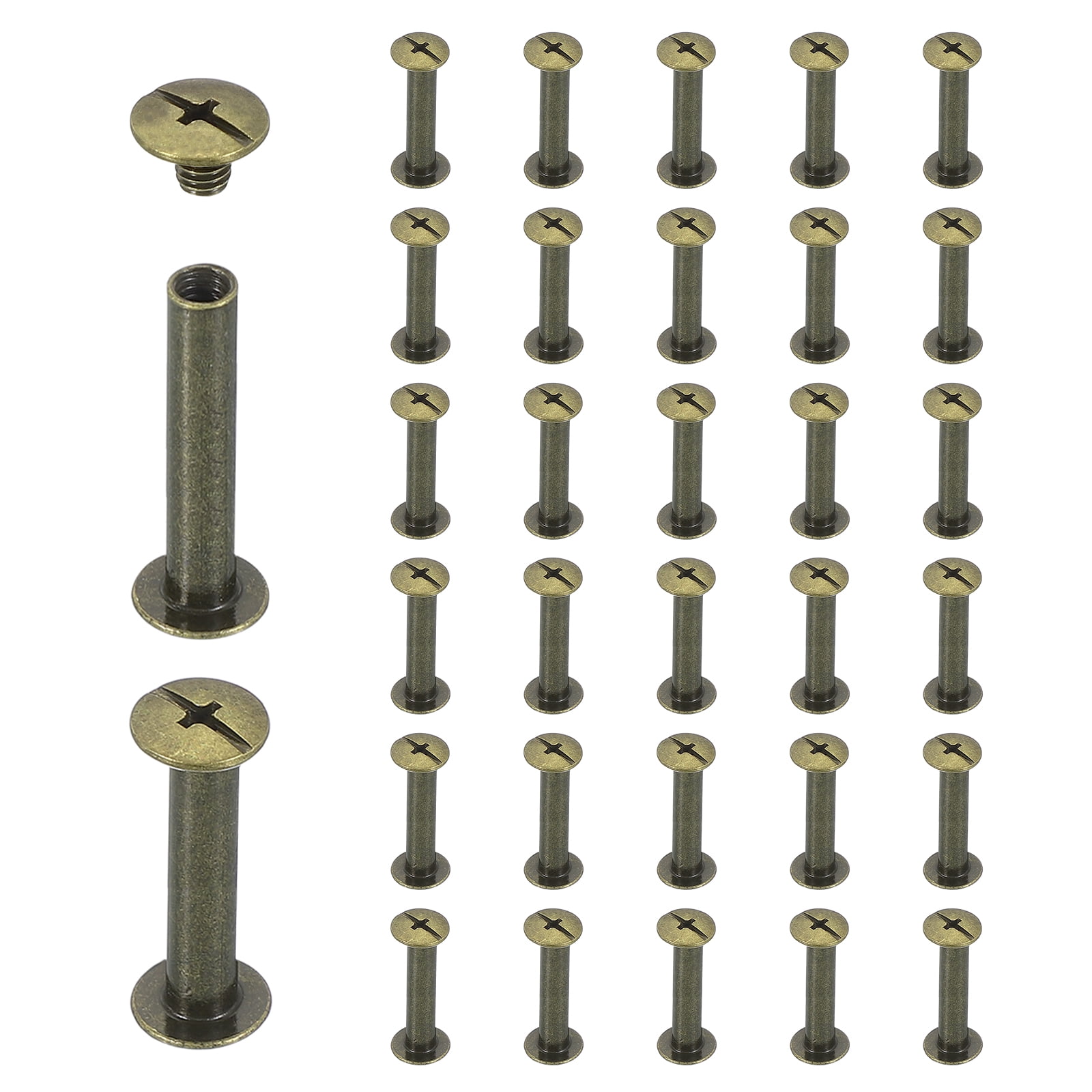 Uxcell 40 Sets Chicago Screw Rivets M5x25mm Metal Phillips Head Post ...
