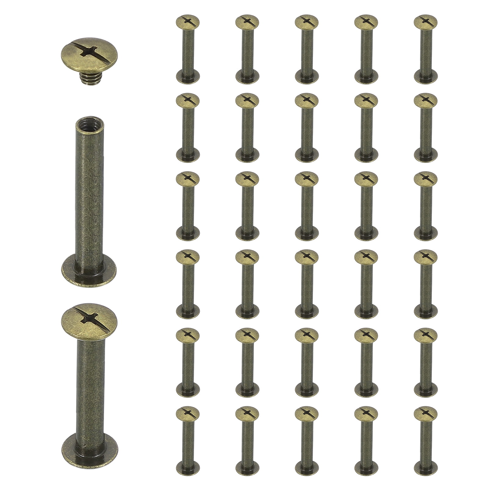 Uxcell 40 Sets Chicago Screw Rivets M5x30mm Metal Phillips Head Post ...