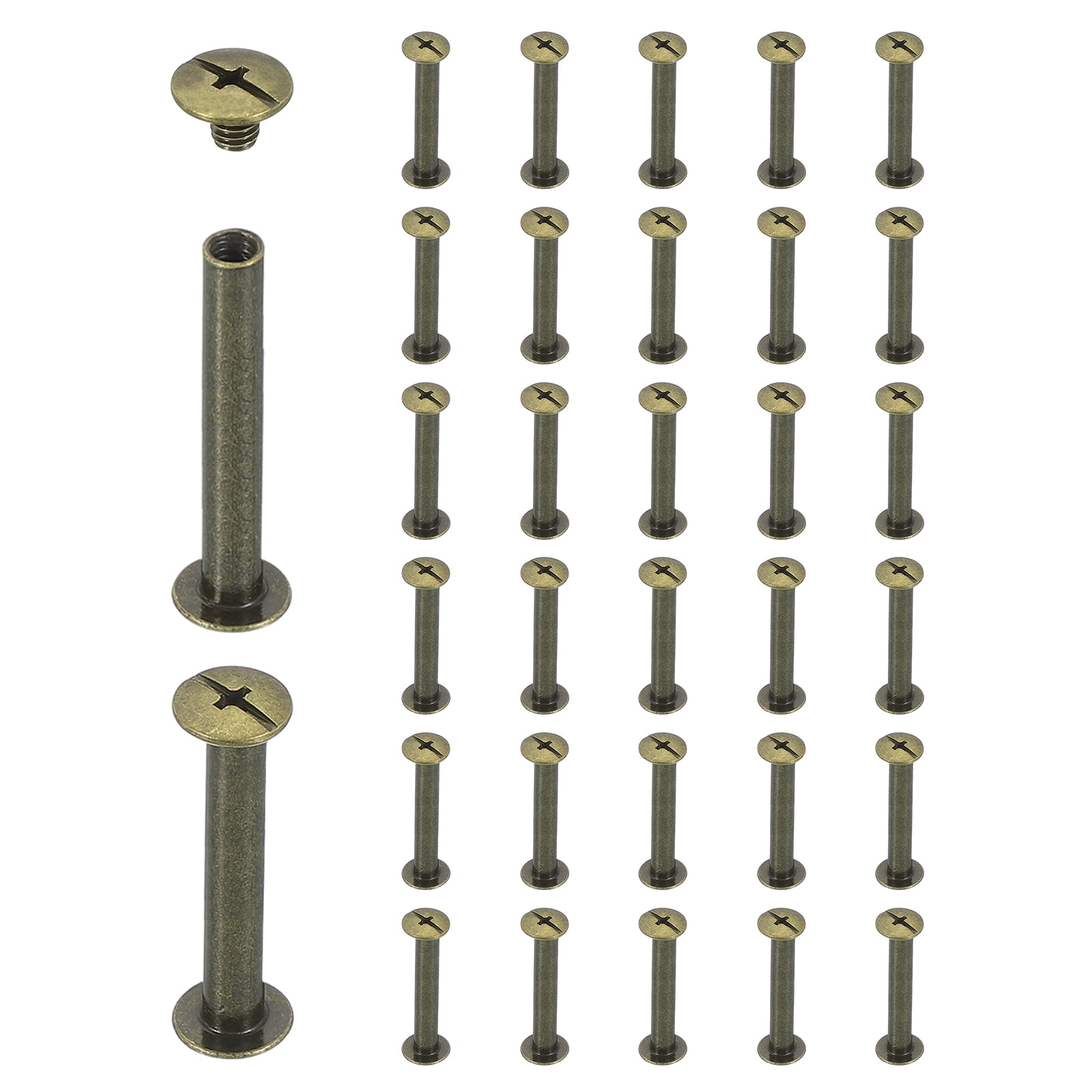 Uxcell 40 Sets Chicago Screw Rivets M5x35mm Metal Phillips Head Post ...