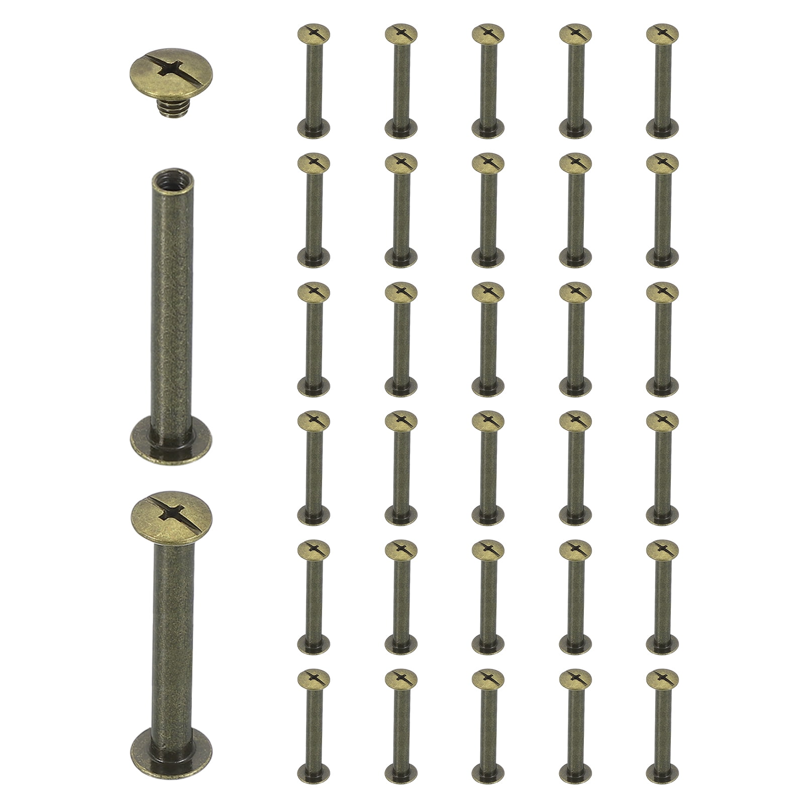 Uxcell 40 Sets Chicago Screw Rivets M5x40mm Metal Phillips Head Post ...