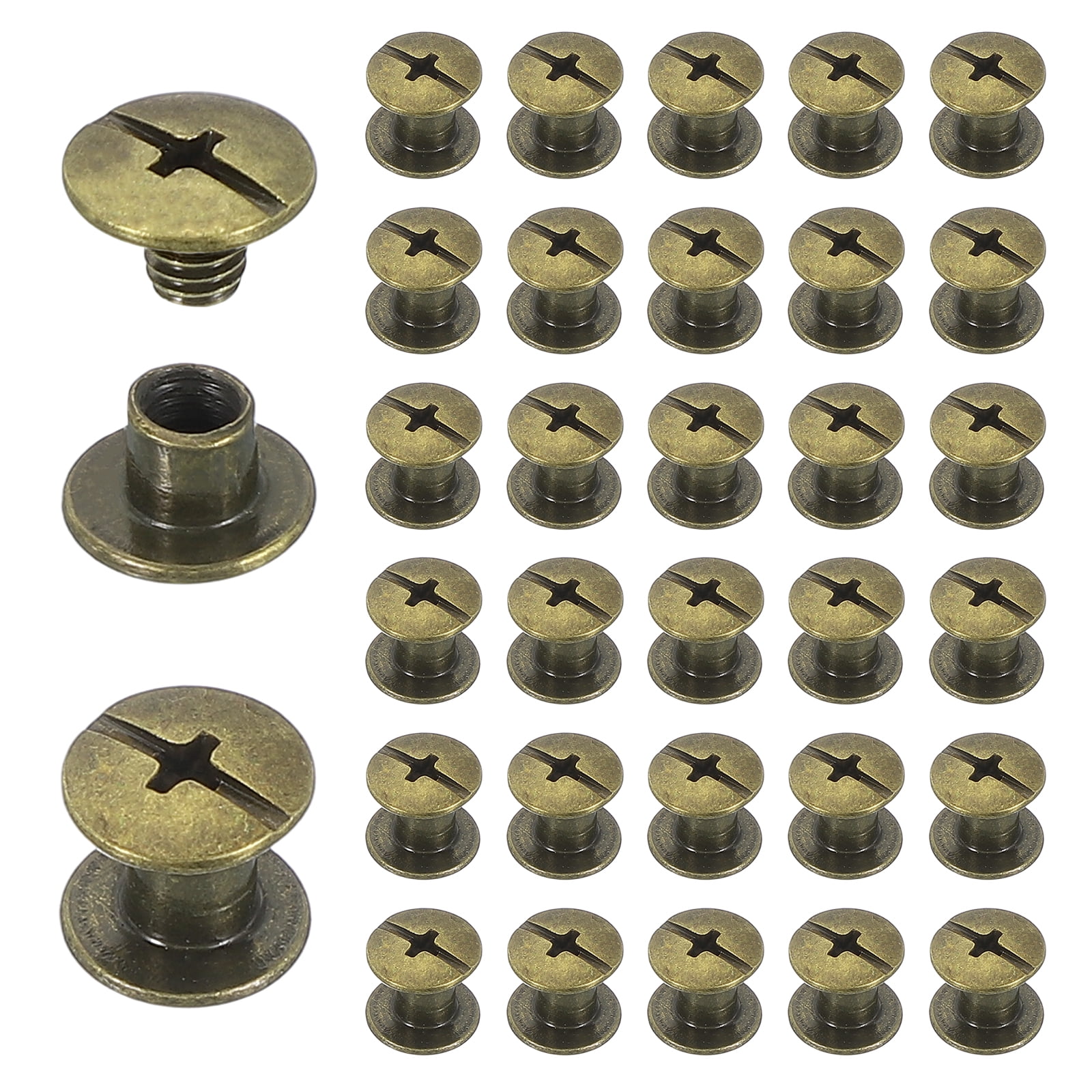 Uxcell 40 Sets Chicago Screw Rivets M5x4mm Metal Phillips Head Post ...