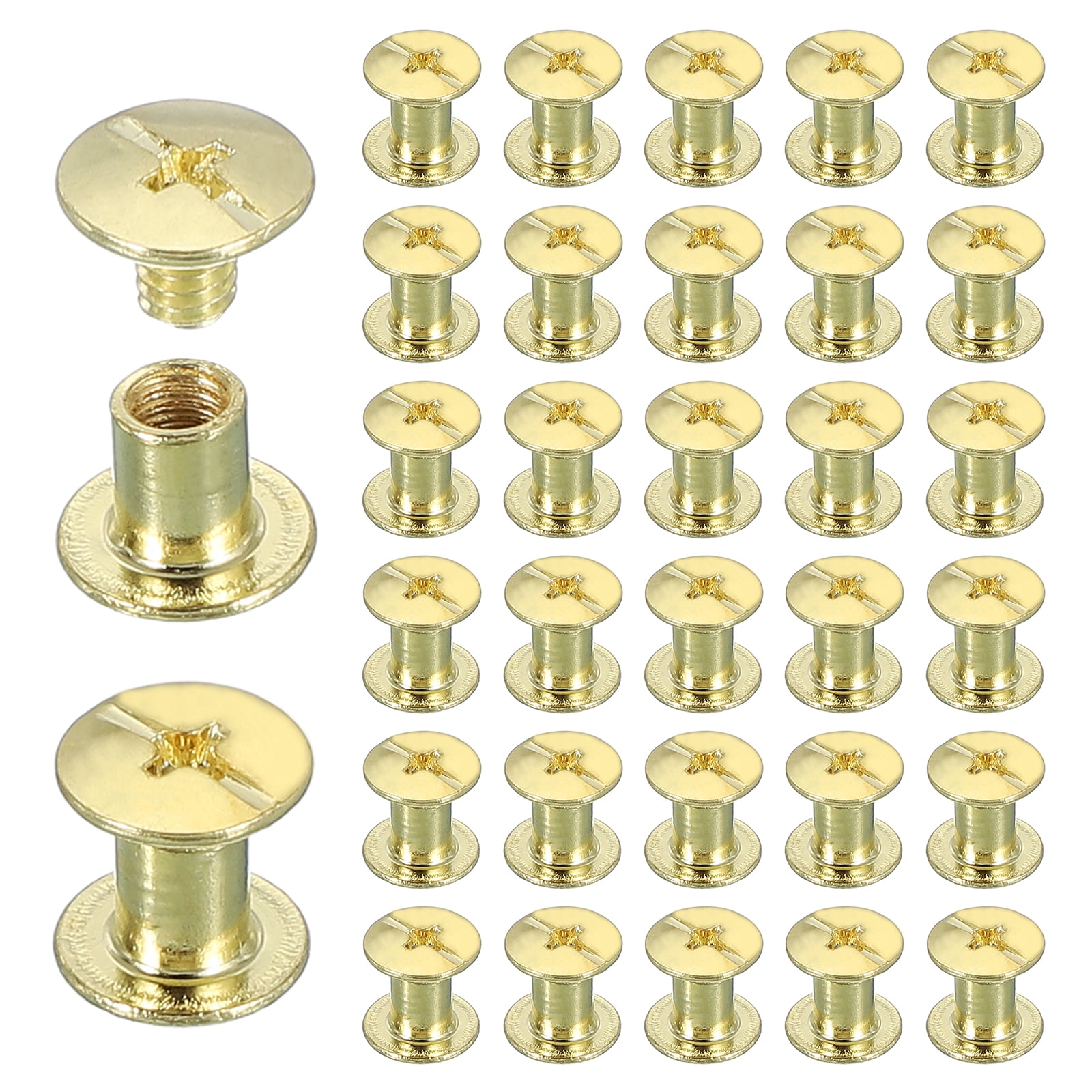 Uxcell 40 Sets Chicago Screw Rivets M5x6mm Metal Phillips Head Post ...