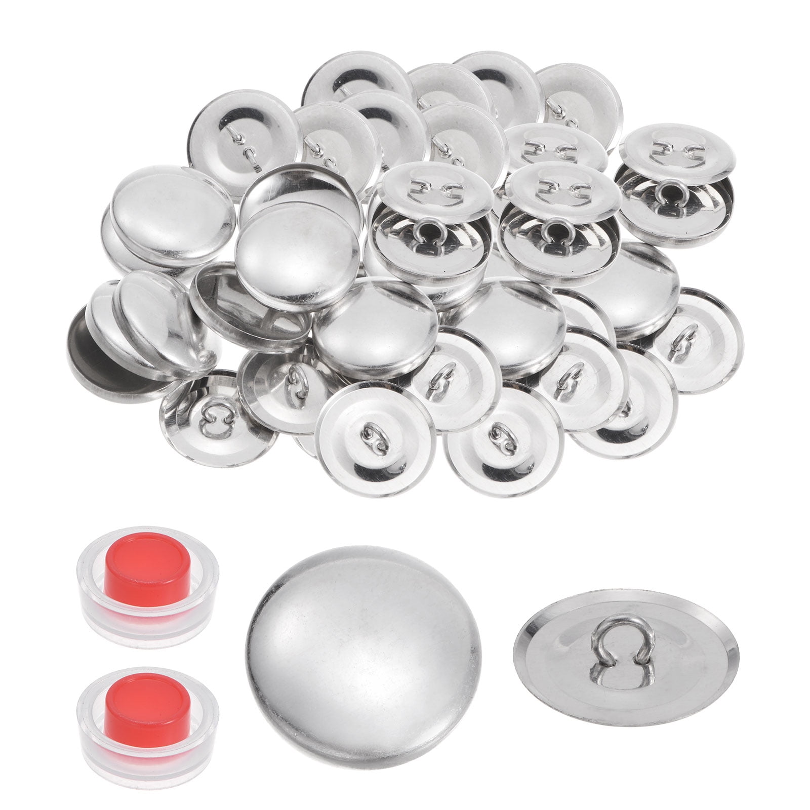 Uxcell 40 Sets Self Cover Button Kit 23mm Aluminum Button, with 2 Tools ...