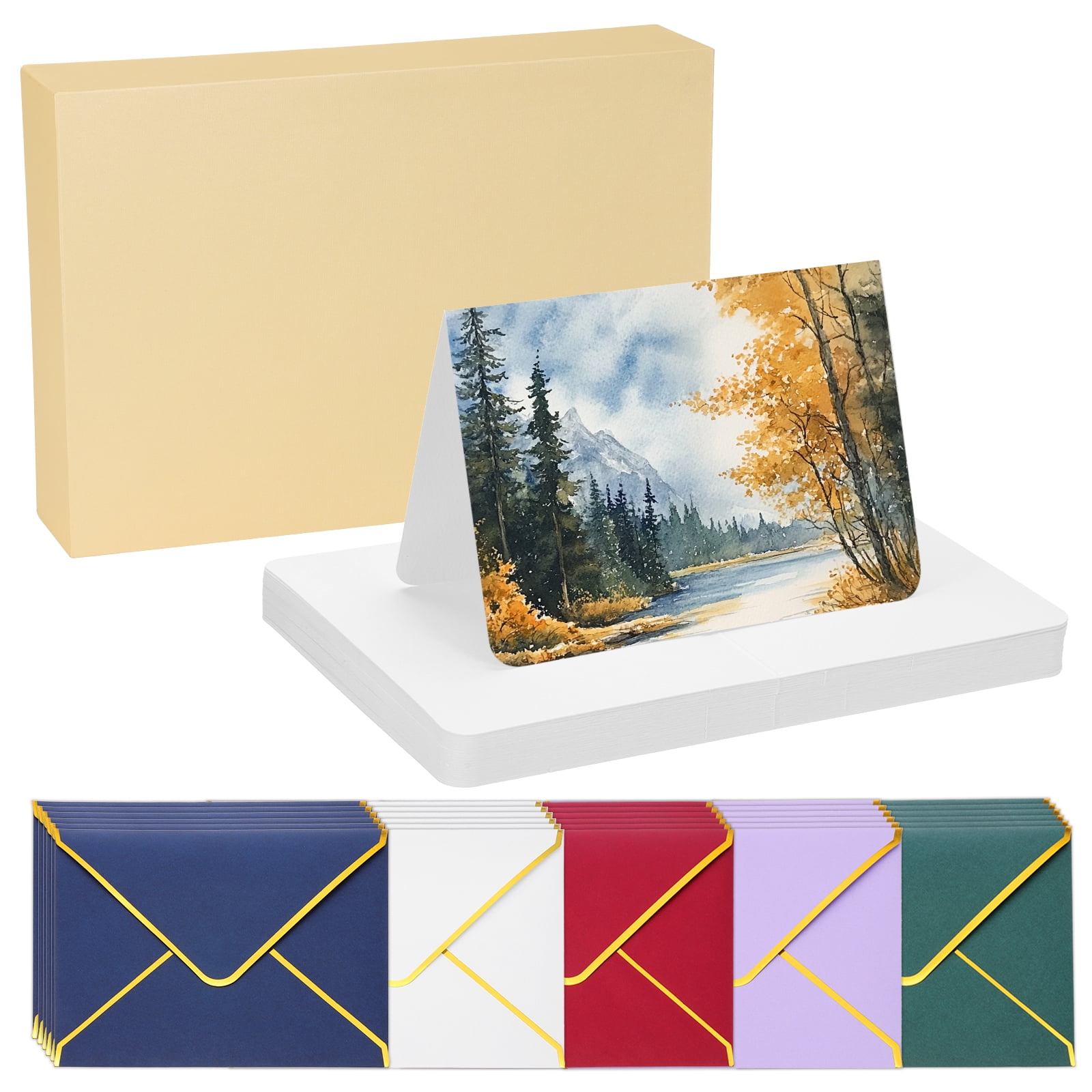 Uxcell 40 Sets Watercolor Cards Rounded Corners with Multicolor ...