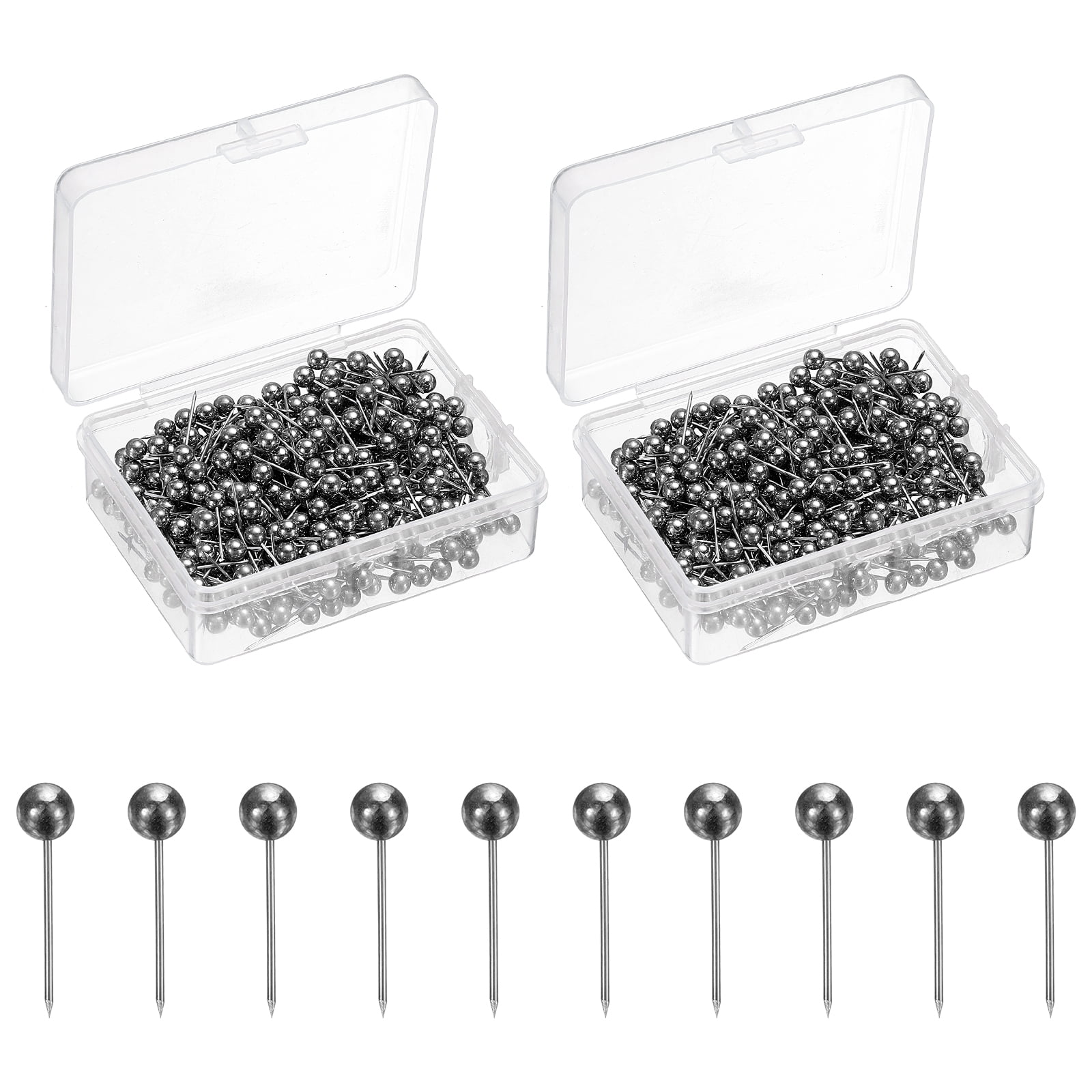 Uxcell 800 Pcs Push Pins, Map Thumb Tacks 4mm Round Head Decorative ...