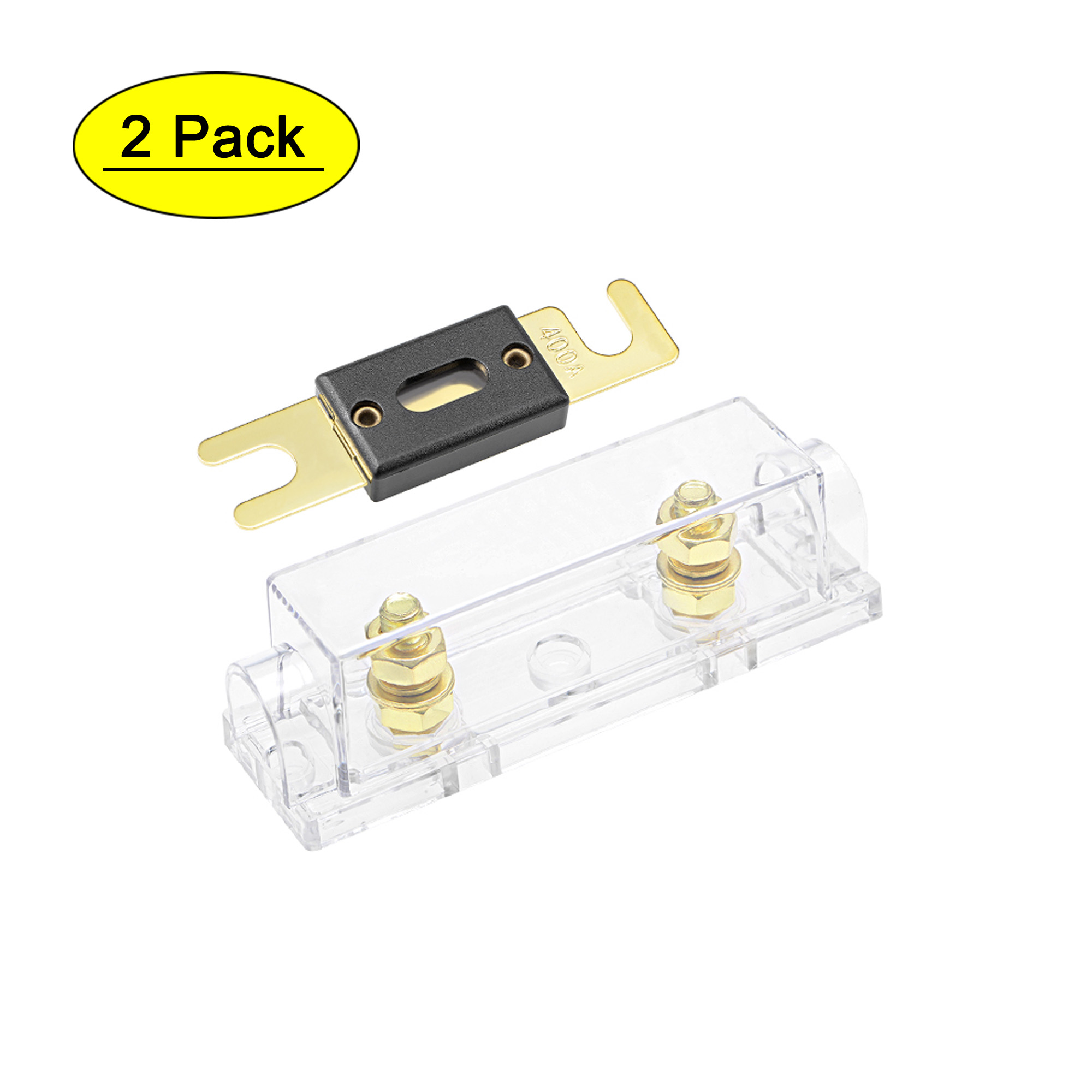 Uxcell 400A 32 Volt ANL Fuse Holder with Fuse DC and Clear Insulated ...