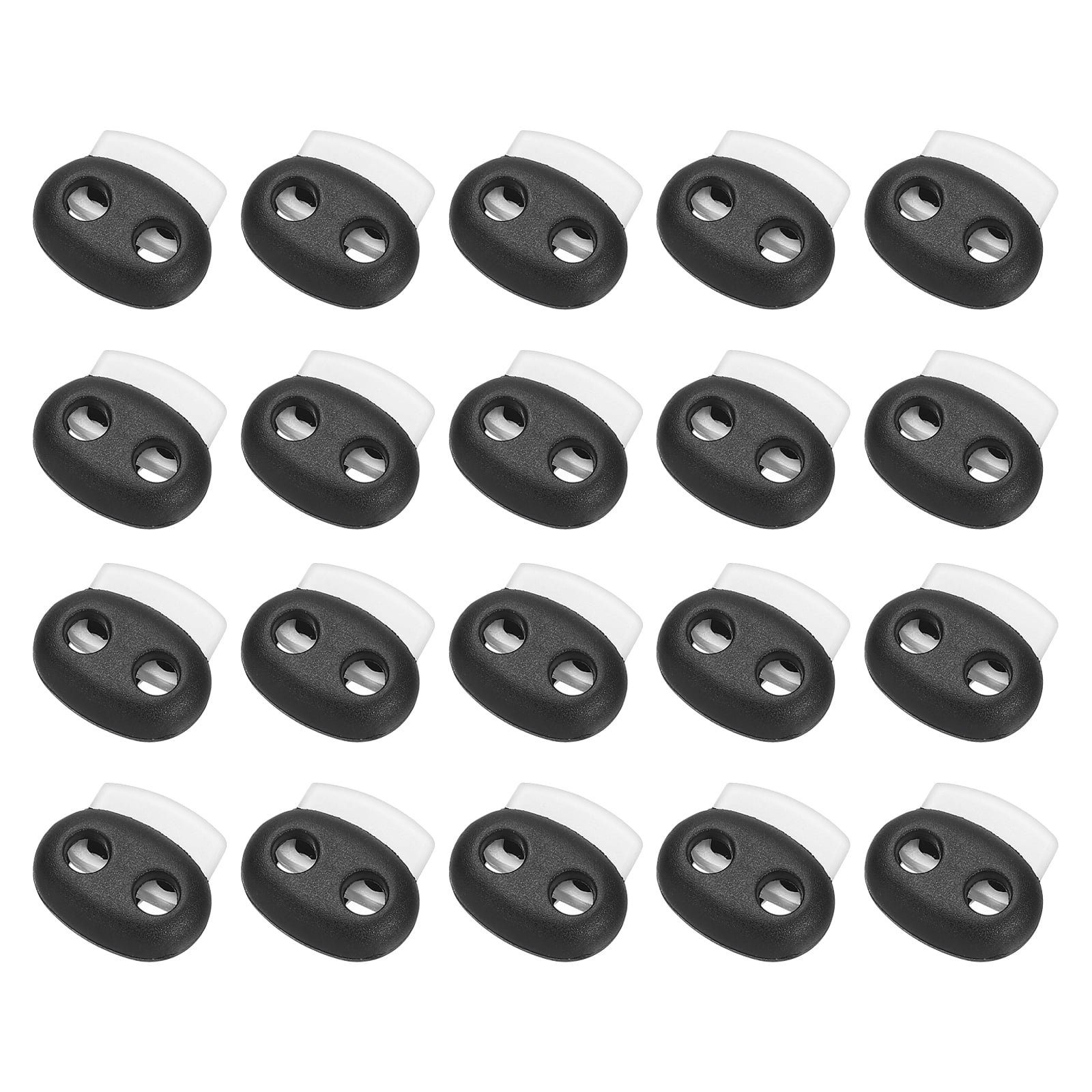 Uxcell 40Pack 5mm Plastic Cord Locks Double Hole Spring Toggle Stopper ...