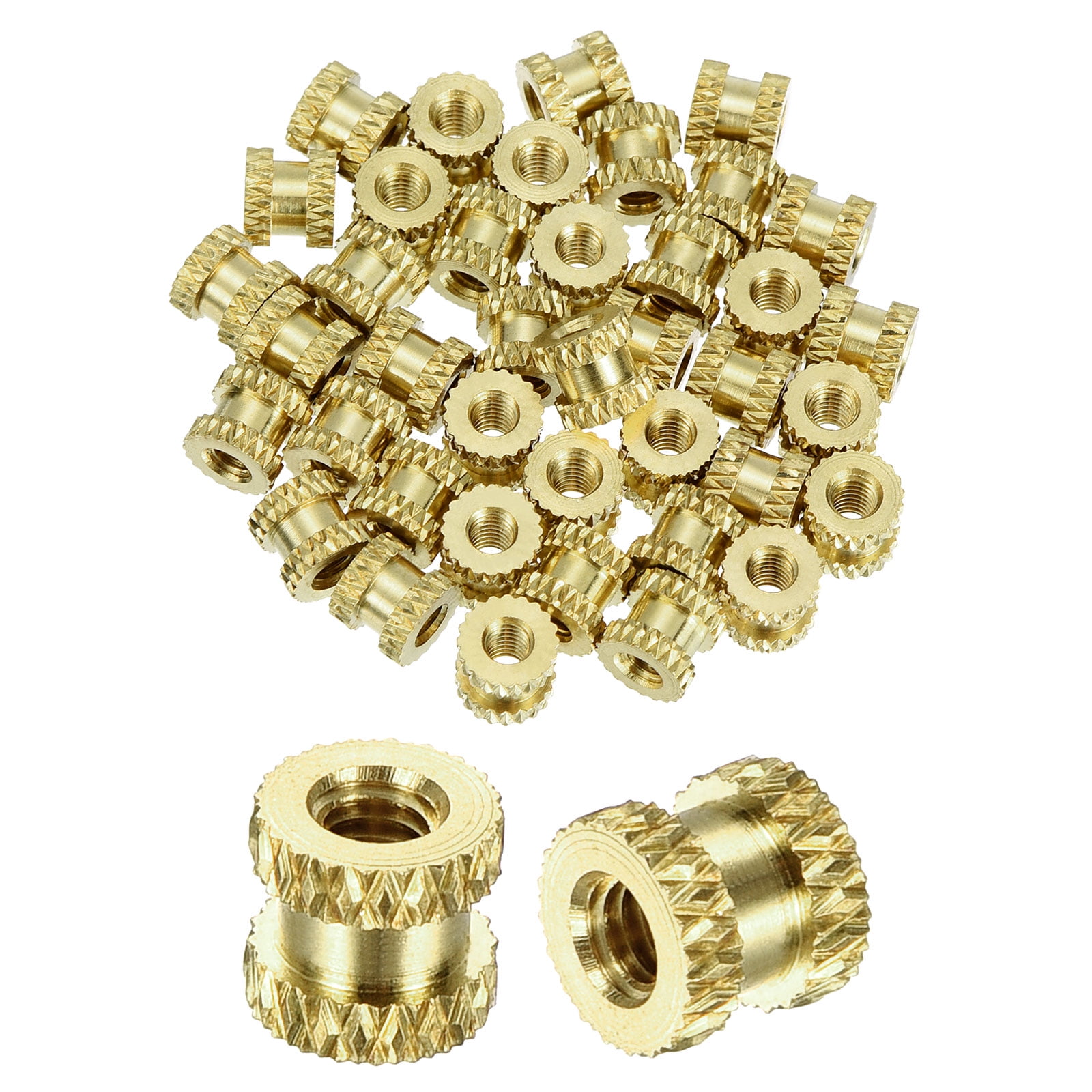 Uxcell 40Pack Knurled Insert Nuts, M2.5x4.5mm(L)x5mm(OD) Brass Female ...