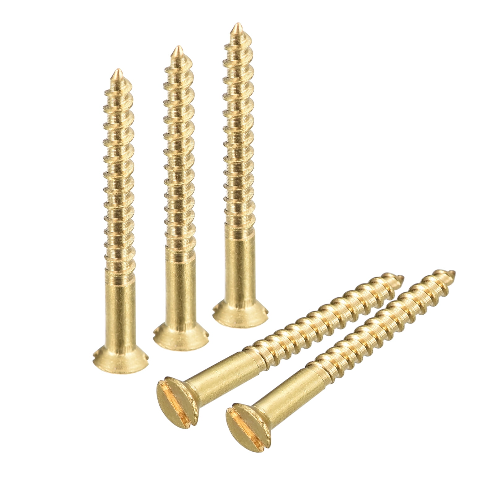 Uxcell 40Pack M2 x 20mm Brass Slotted Drive Flat Head Wood Screws Self ...