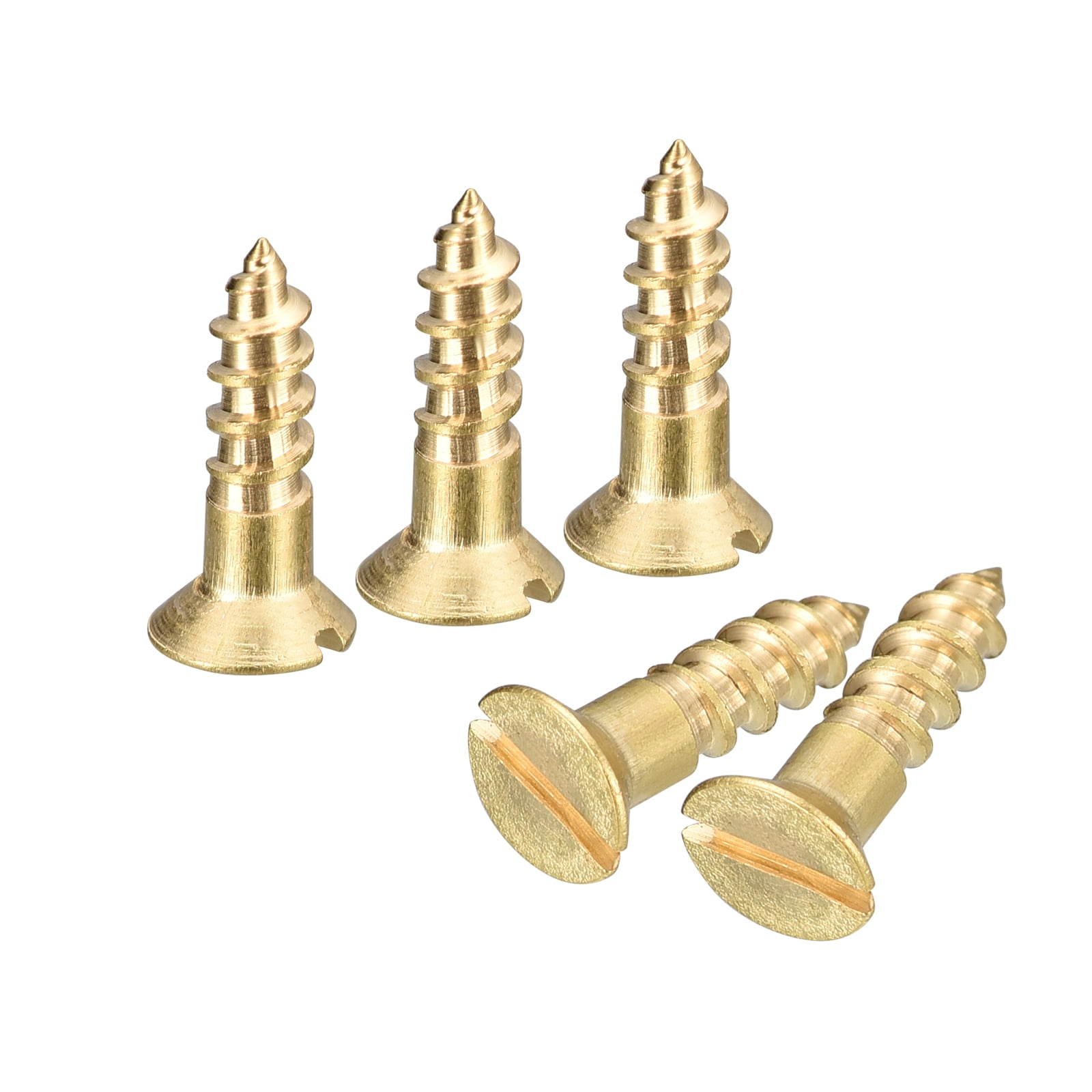 Uxcell 40Pack M3.5 x 12mm Brass Slotted Drive Flat Head Wood Screws ...