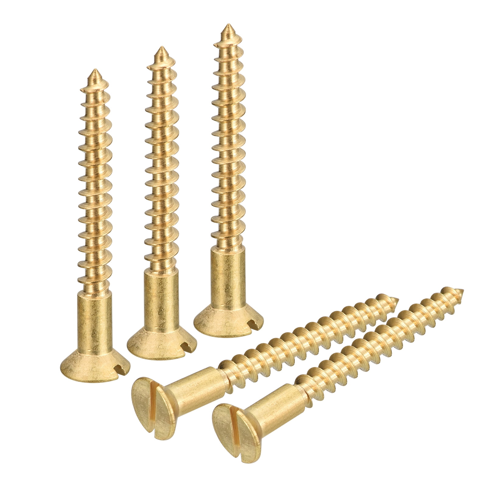 Uxcell 40Pack M4 x 35mm Brass Slotted Drive Flat Head Wood Screws Self ...
