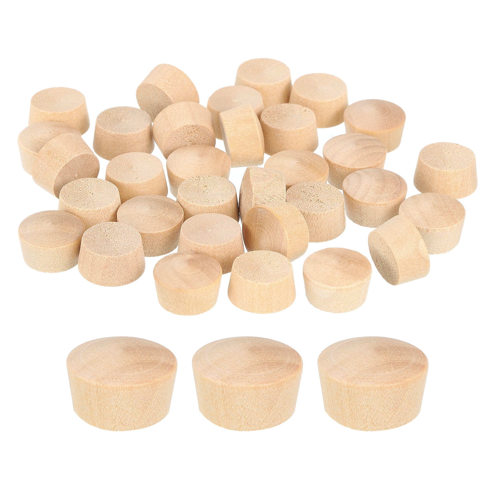 Uxcell 40Pack Wood Button Plugs, 13.5mm/0.53" Flat Head Hardwood Screw ...