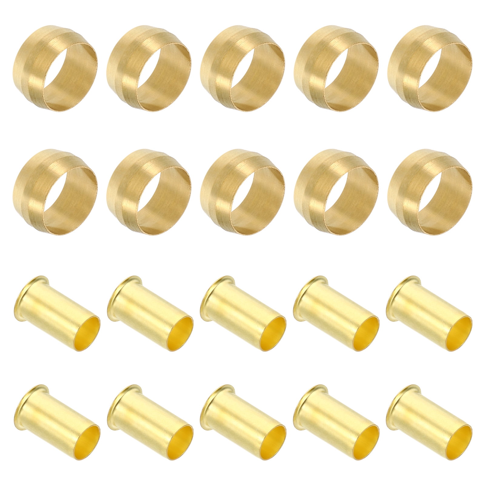 Uxcell 40Pcs 10mm ID x 10mm OD Hose Tube Brass Ferrule Brass ...