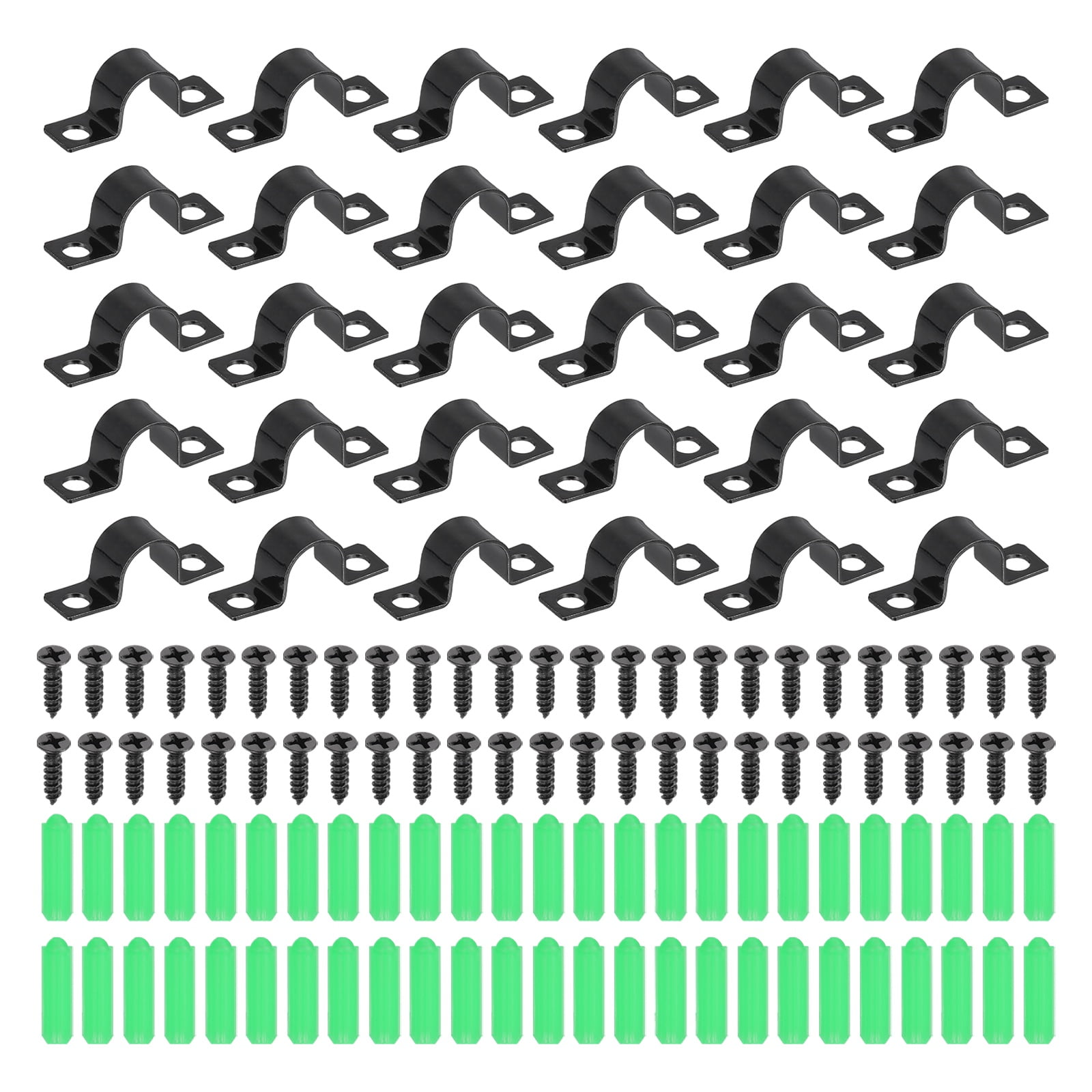 Uxcell 40Pcs 12mm(1/2") Two Hole Pipe Strap, Rigid U Brackets Conduit ...