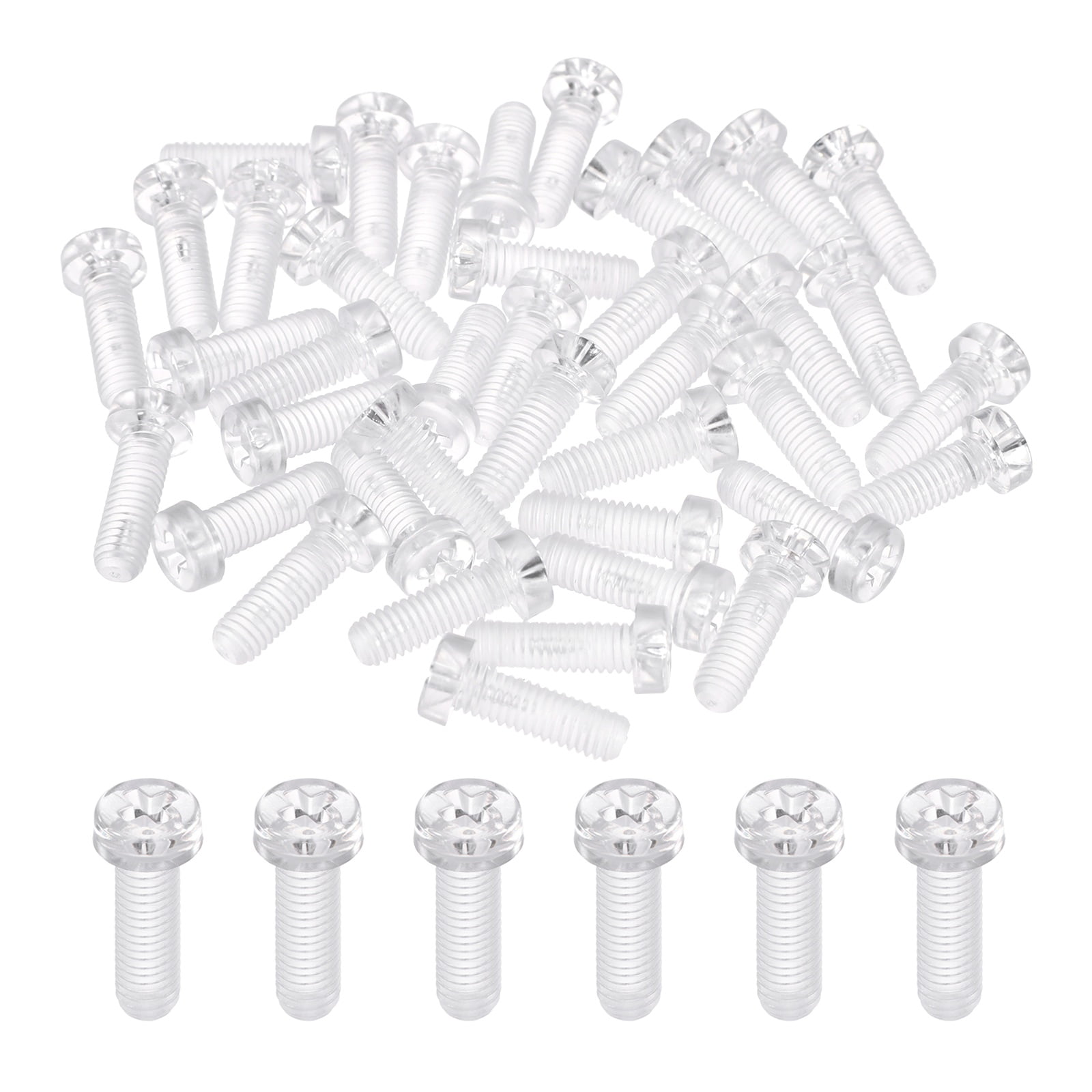 Uxcell 40Pcs Clear Acrylic Screws, M5x15mm PC Plastic Phillips Round ...