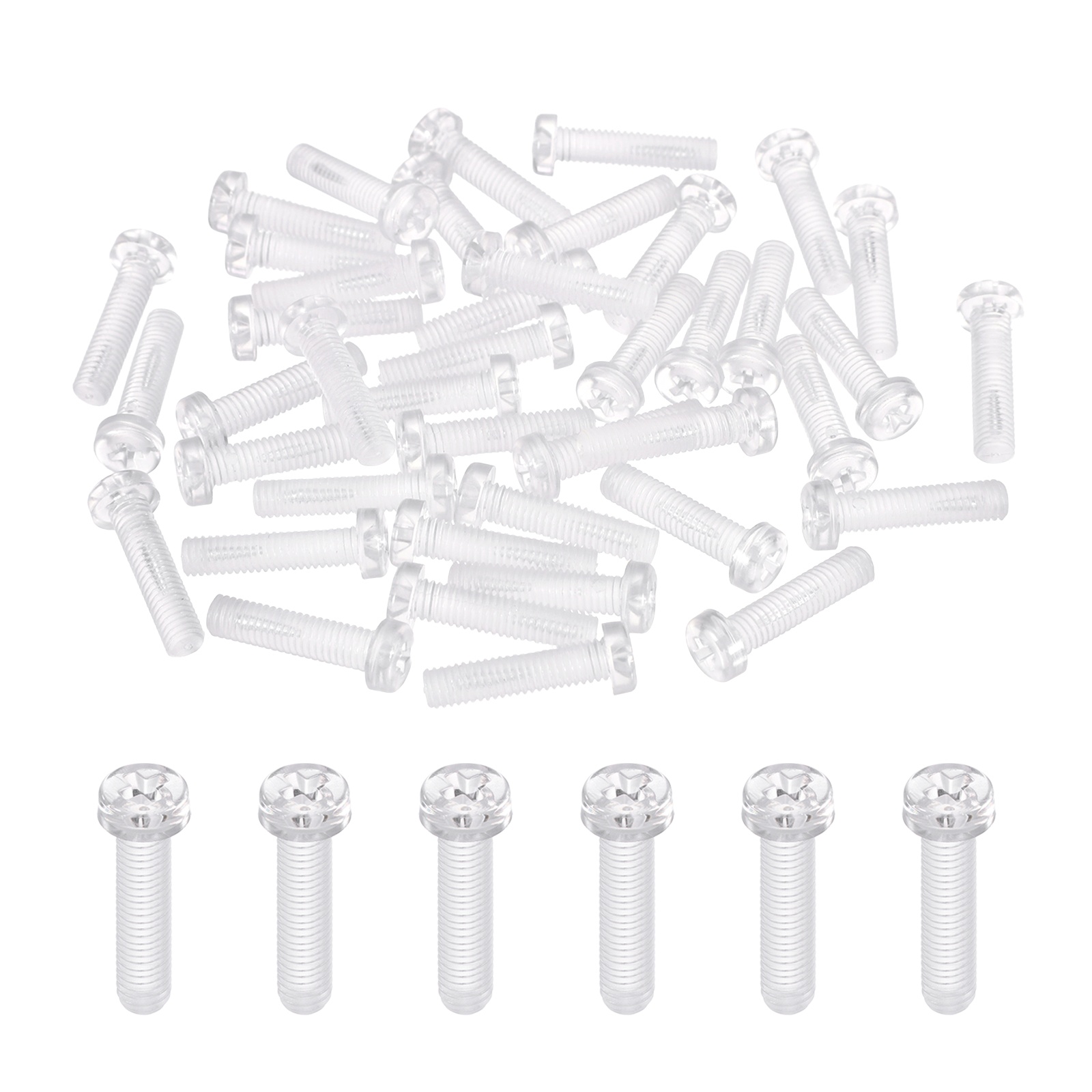 Uxcell 40Pcs Clear Acrylic Screws, M5x20mm PC Plastic Phillips Round ...