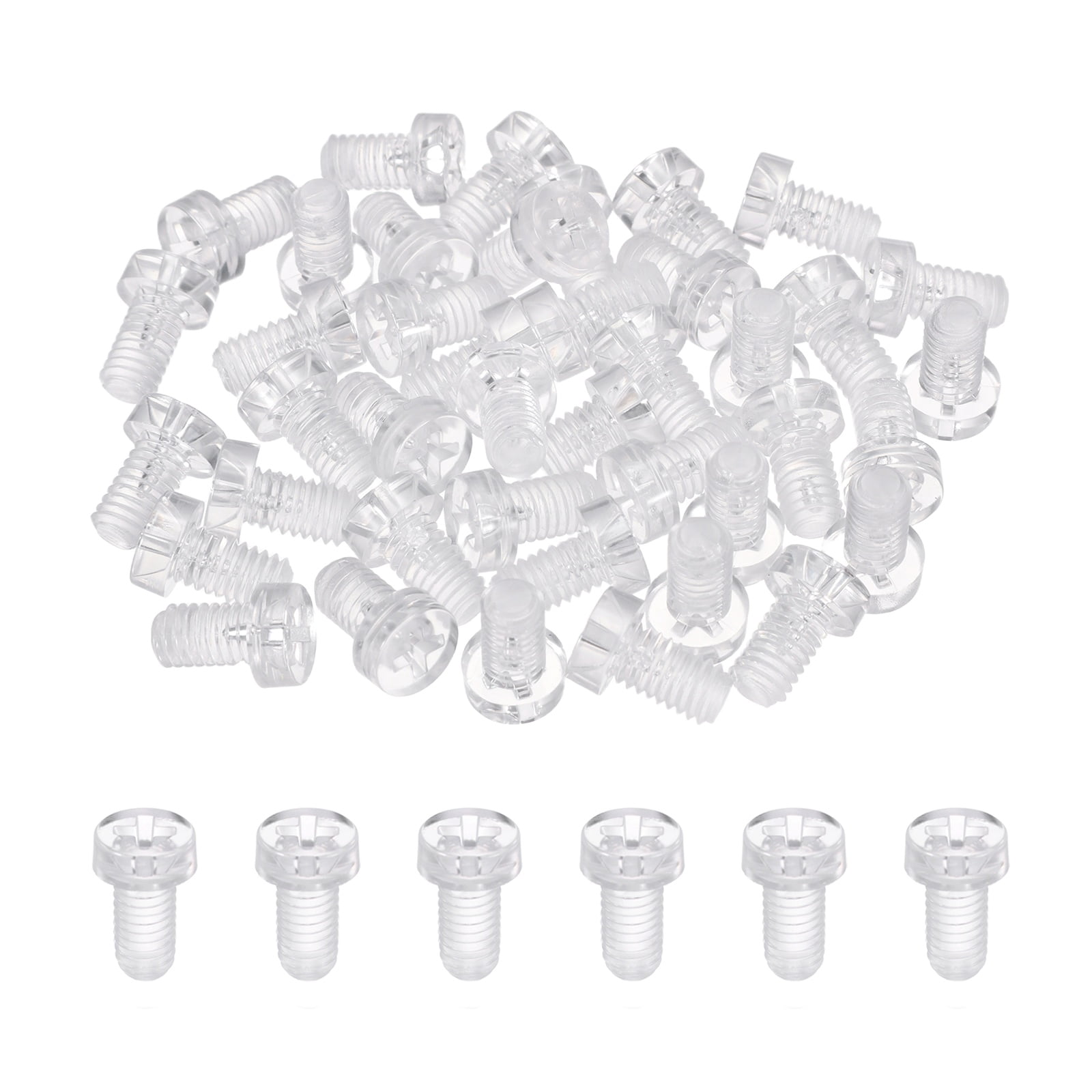 Uxcell 40Pcs Clear Acrylic Screws, M6x10mm PC Plastic Phillips Round ...