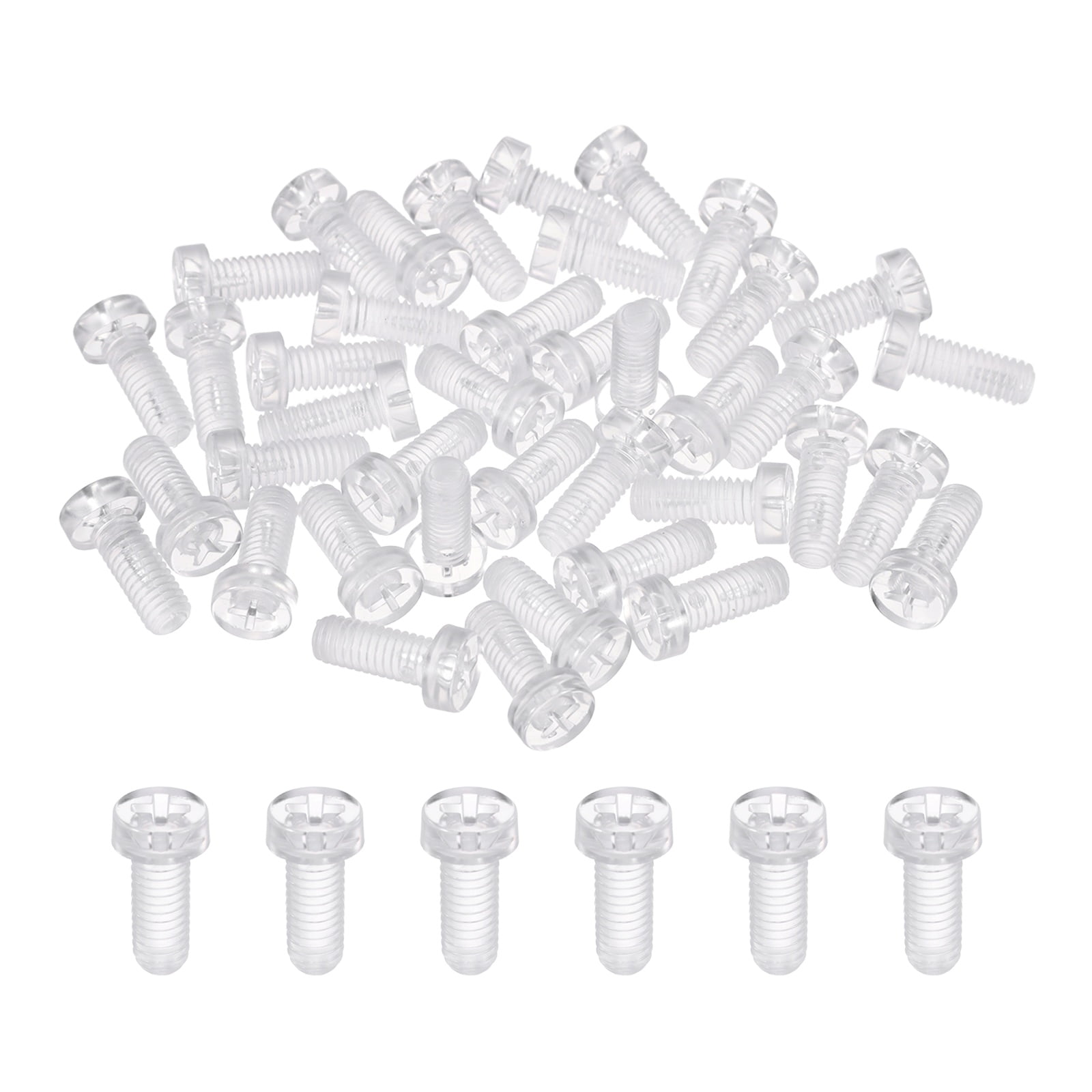 Uxcell 40Pcs Clear Acrylic Screws, M6x15mm PC Plastic Phillips Round ...
