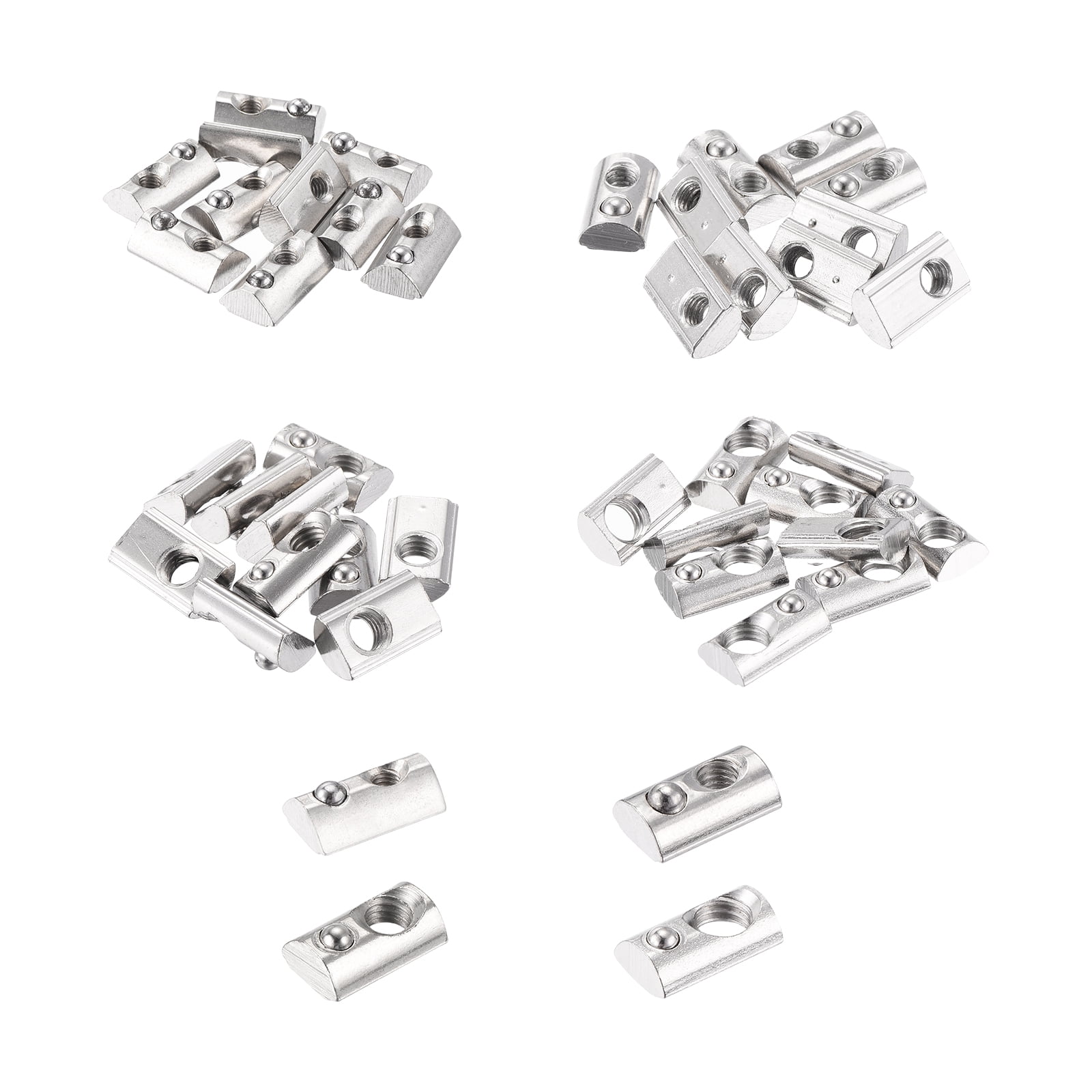 Uxcell 40Pcs M3/M4/M5/M6 T Spring Nuts Half Round T Slot Nut Assortment ...