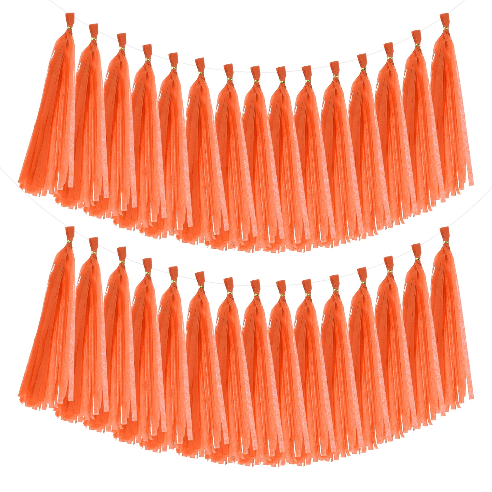 Uxcell 40Pcs Orange Tassel Garland 14.6 x 9.4 Inch Tissue Paper Tassel ...