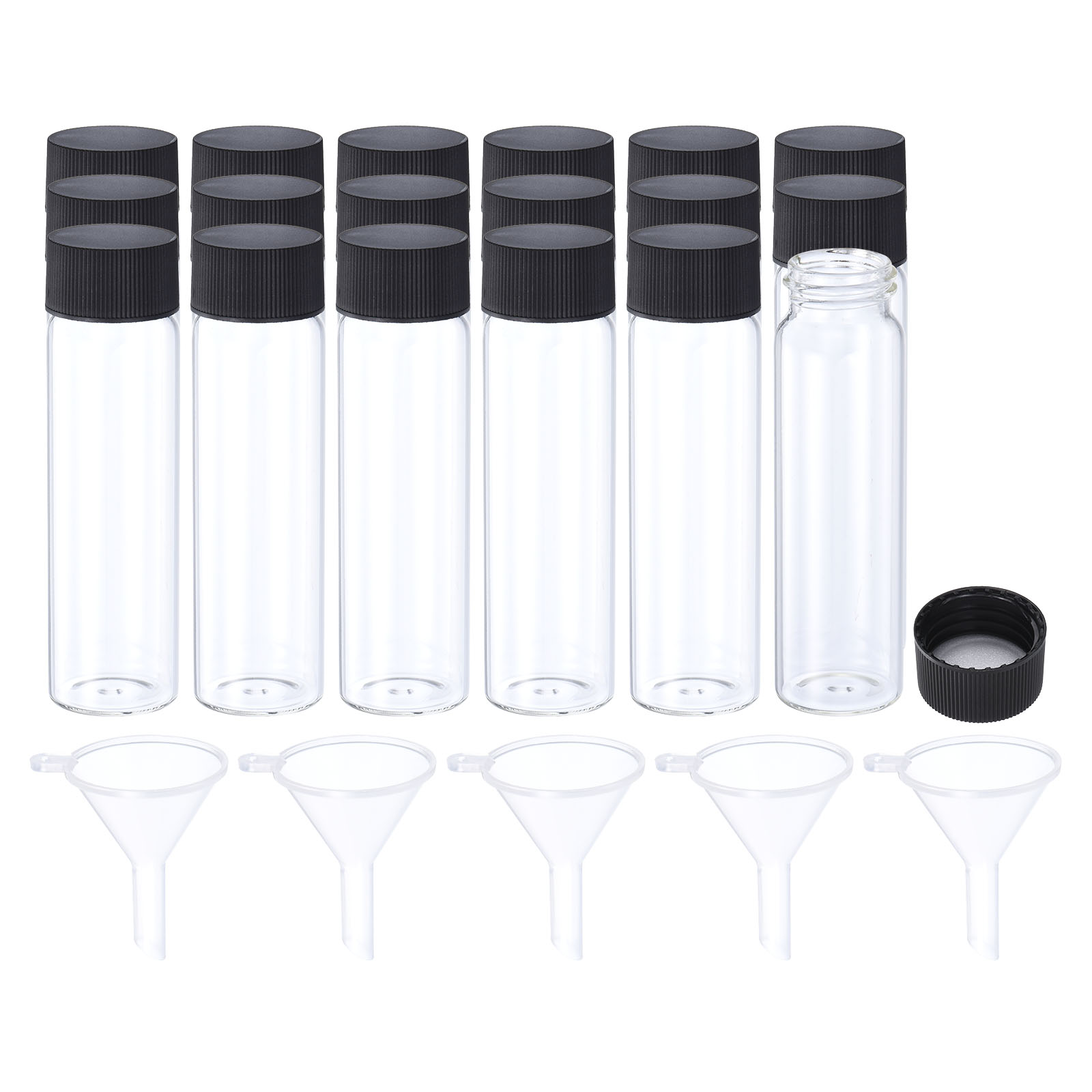 Uxcell 40mL Glass Vials with Screw Caps Liquid Sample Vial with 5 Funnel, Clear 18Pcs - Walmart.com