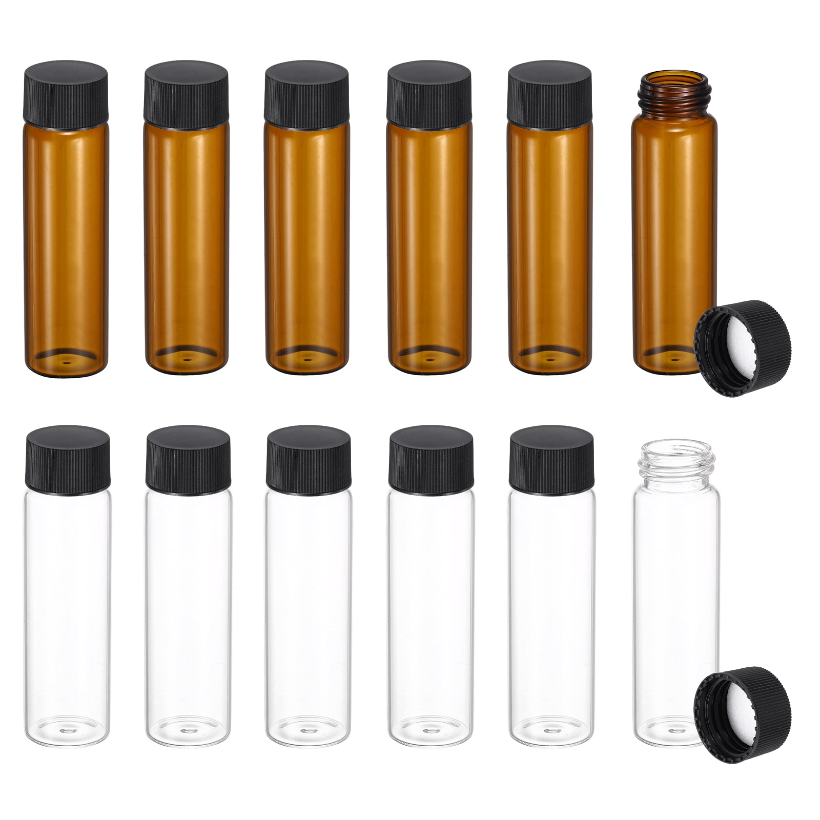 Uxcell 40ml Glass Sample Vials, 12Pcs Sample Vials with Screw Cap Leak ...