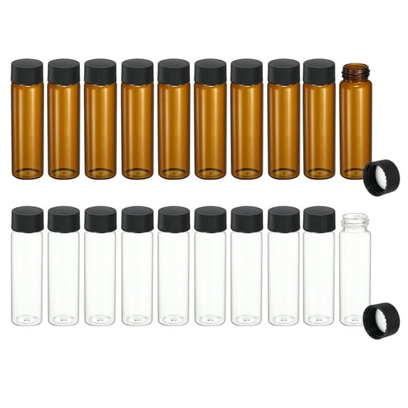 Uxcell 40ml Glass Sample Vials, 20Pcs Sample Vials with Screw Cap Leak ...