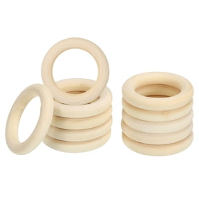 5Pack 100mm(4") Natural Wood Rings, 15mm Smooth Unfinished Wooden ...