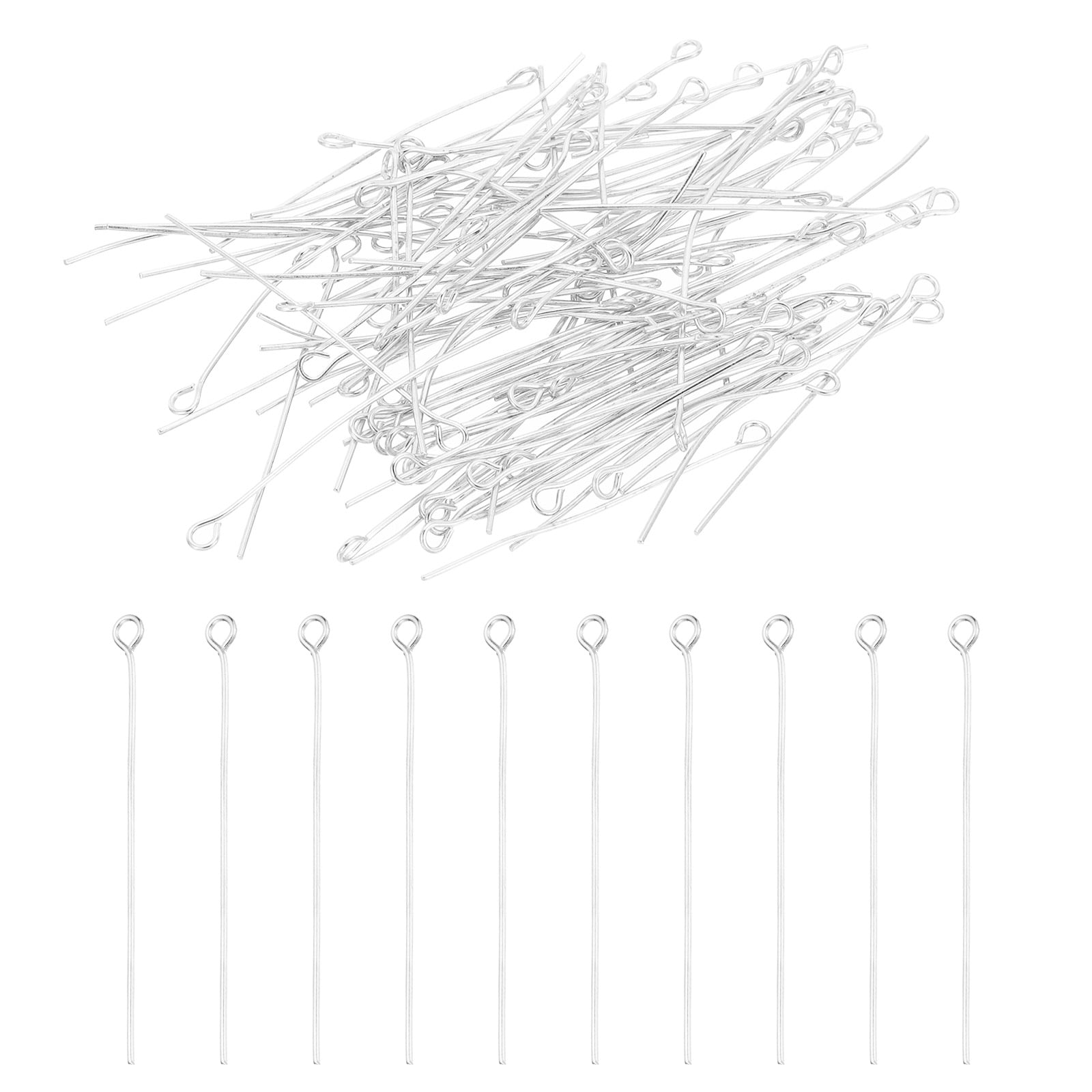 Uxcell 40mm Open Eye Pins, 150Pcs 21 Gauge Metal Head Pins Needles ...