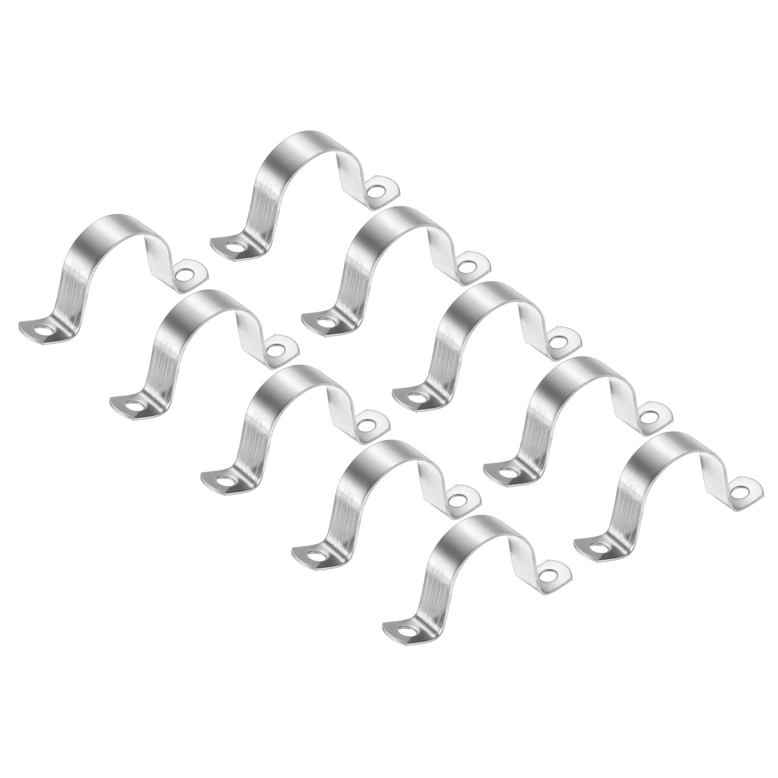 Uxcell 40mm Rigid Pipe Strap Clamp, 10 Pcs 304 Stainless Steel Two Hole ...