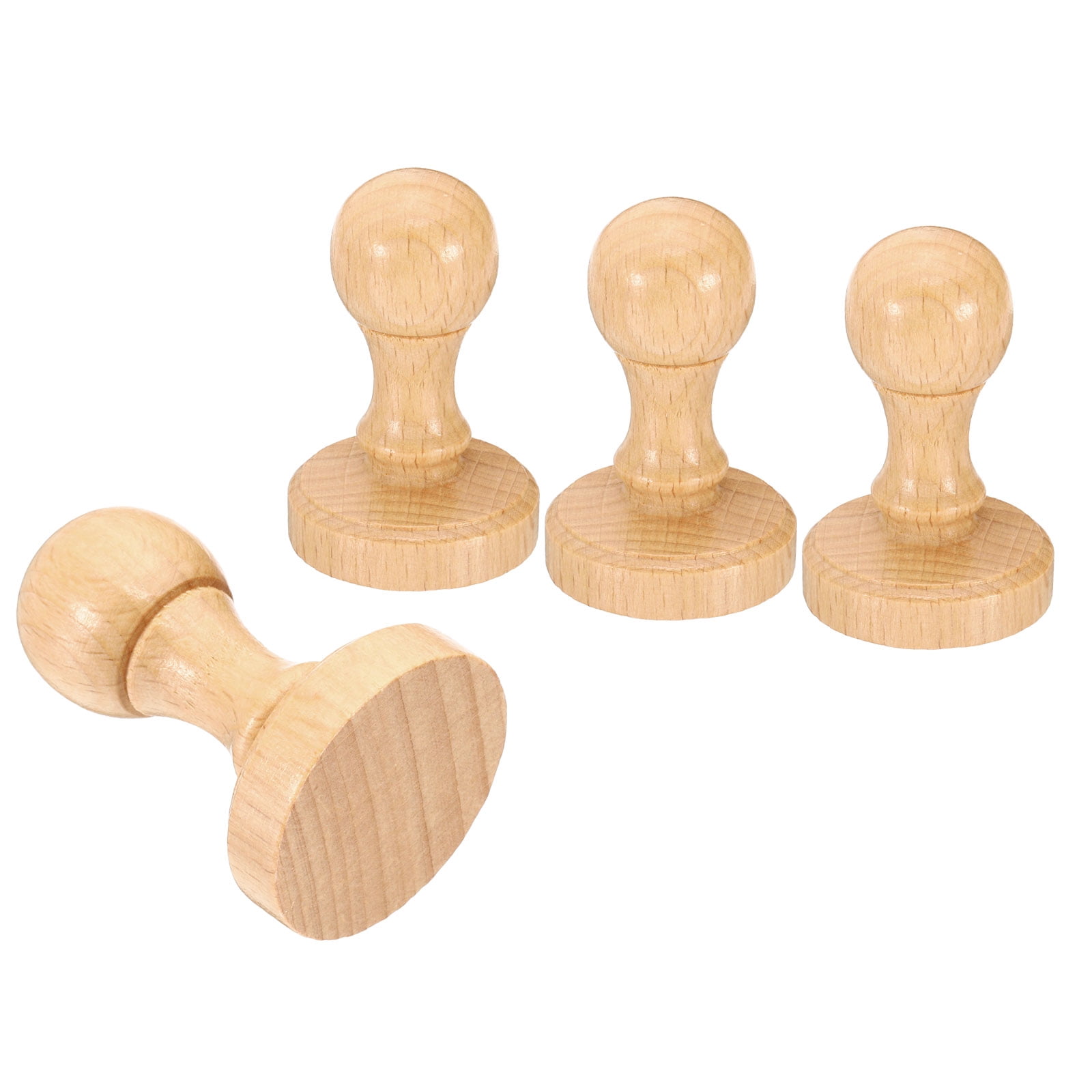 Uxcell 40mm Stamp Wood Round Handle, 4 Pack Wooden Knobs Stamp Mounts ...