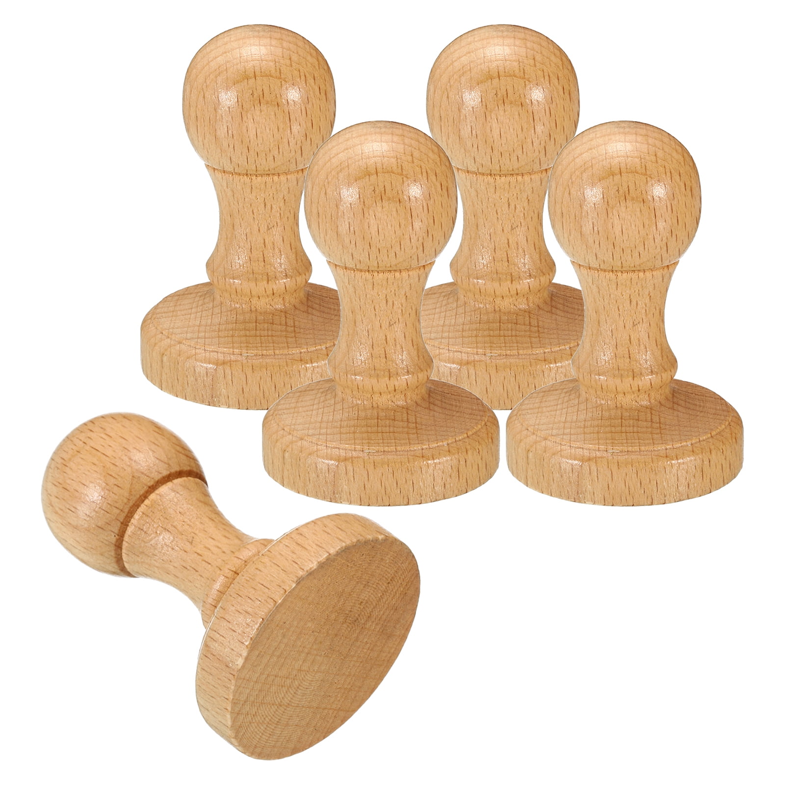 Uxcell 40mm Stamp Wood Round Handle, 5 Pack Wooden Knobs Stamp Mounts ...