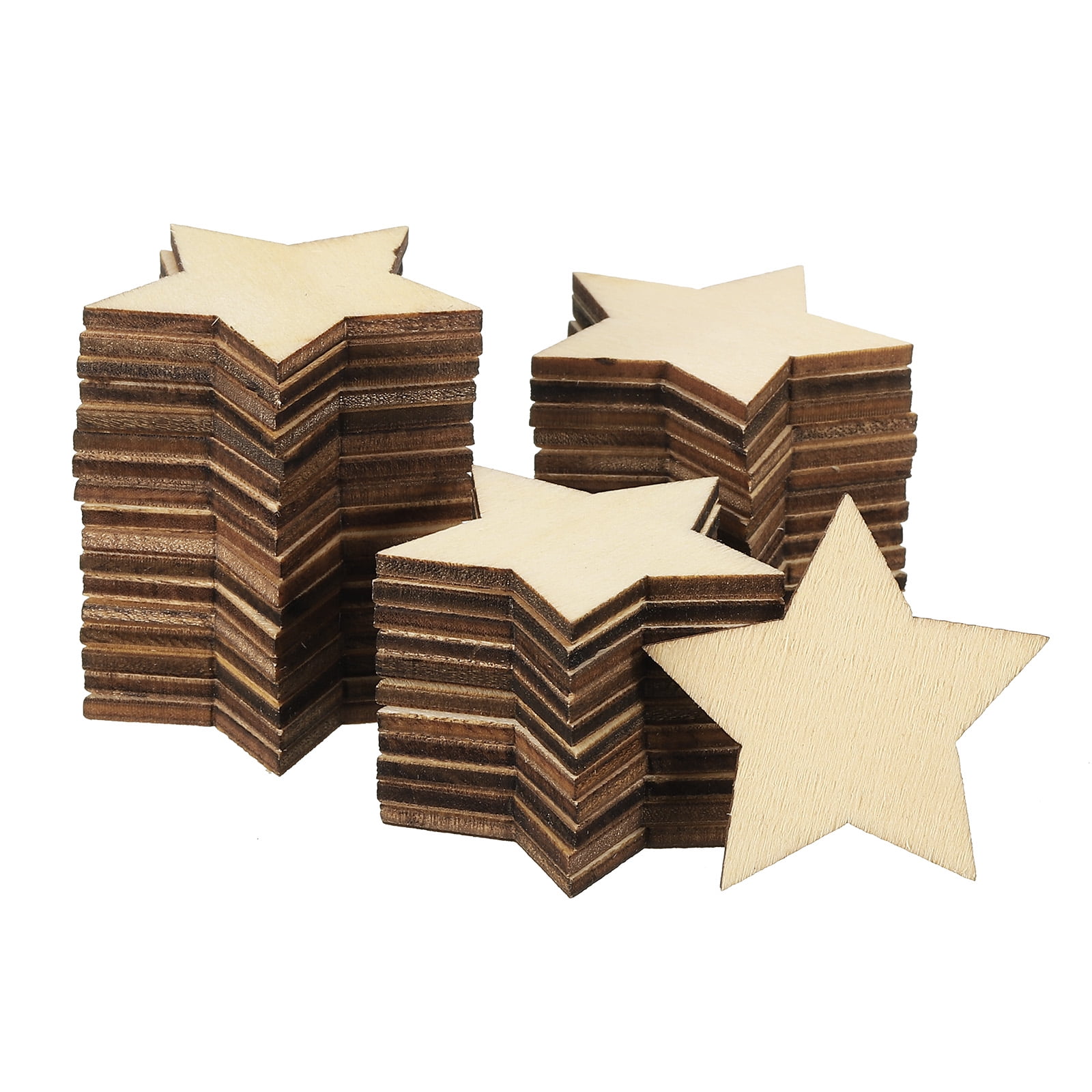 Uxcell 40mm Wooden Stars, 200 Pack Unfinished Wood Stars Blank Wooden ...