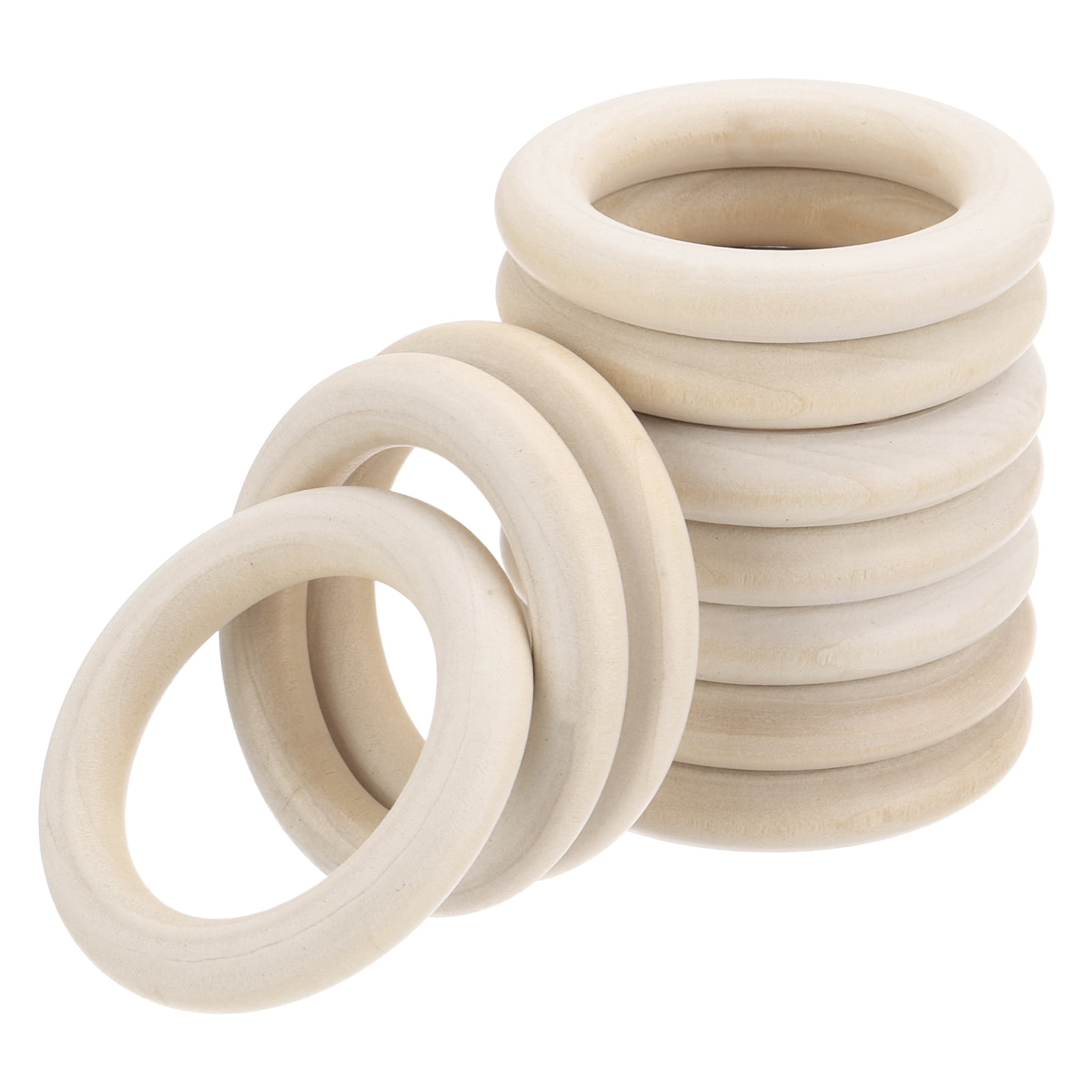 Uxcell Unfinished Wooden Rings Smooth Natural Woods Macrame Rings for ...
