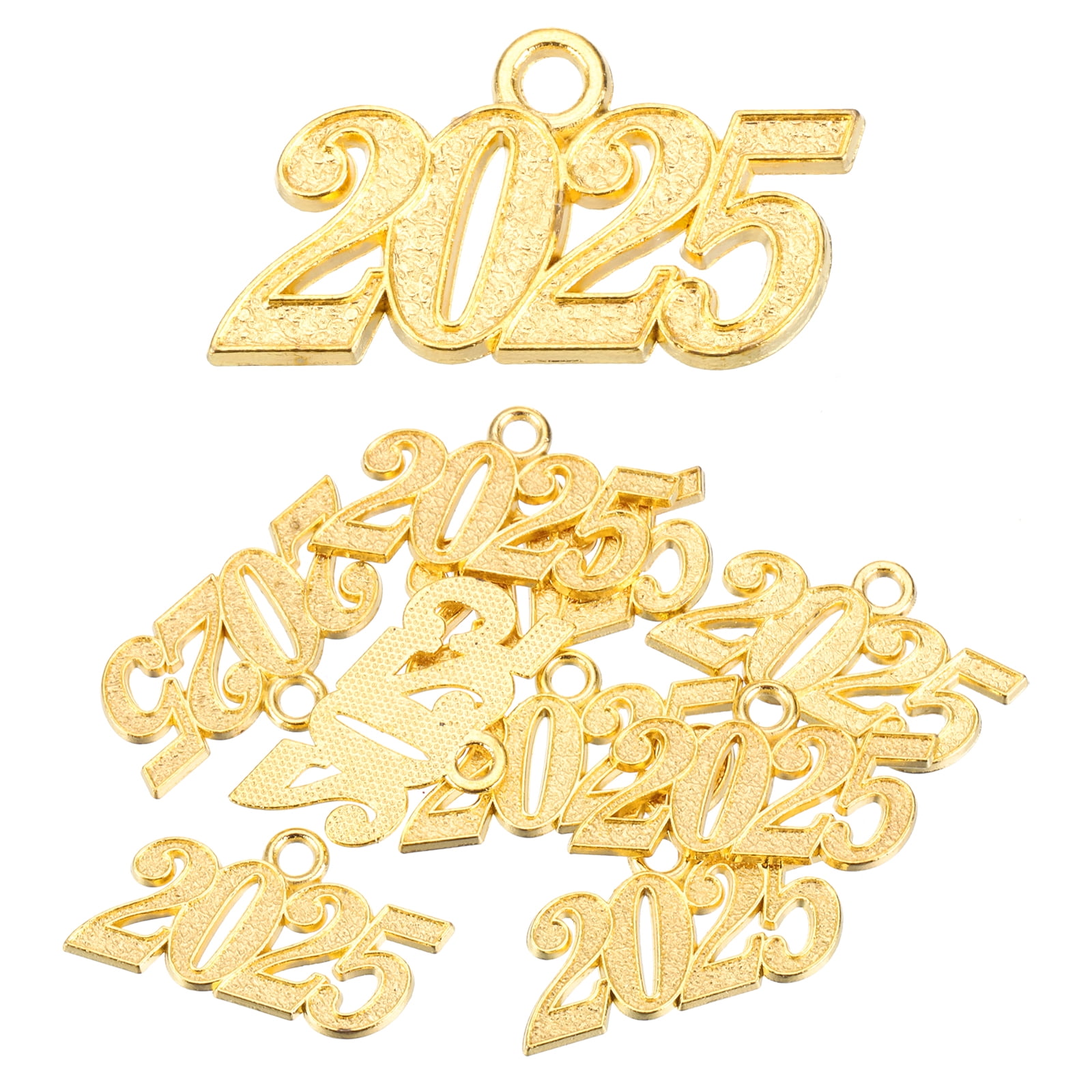 Uxcell 40pcs 2025 Graduation Year Charm 3D Metal Tassel Year Number ...