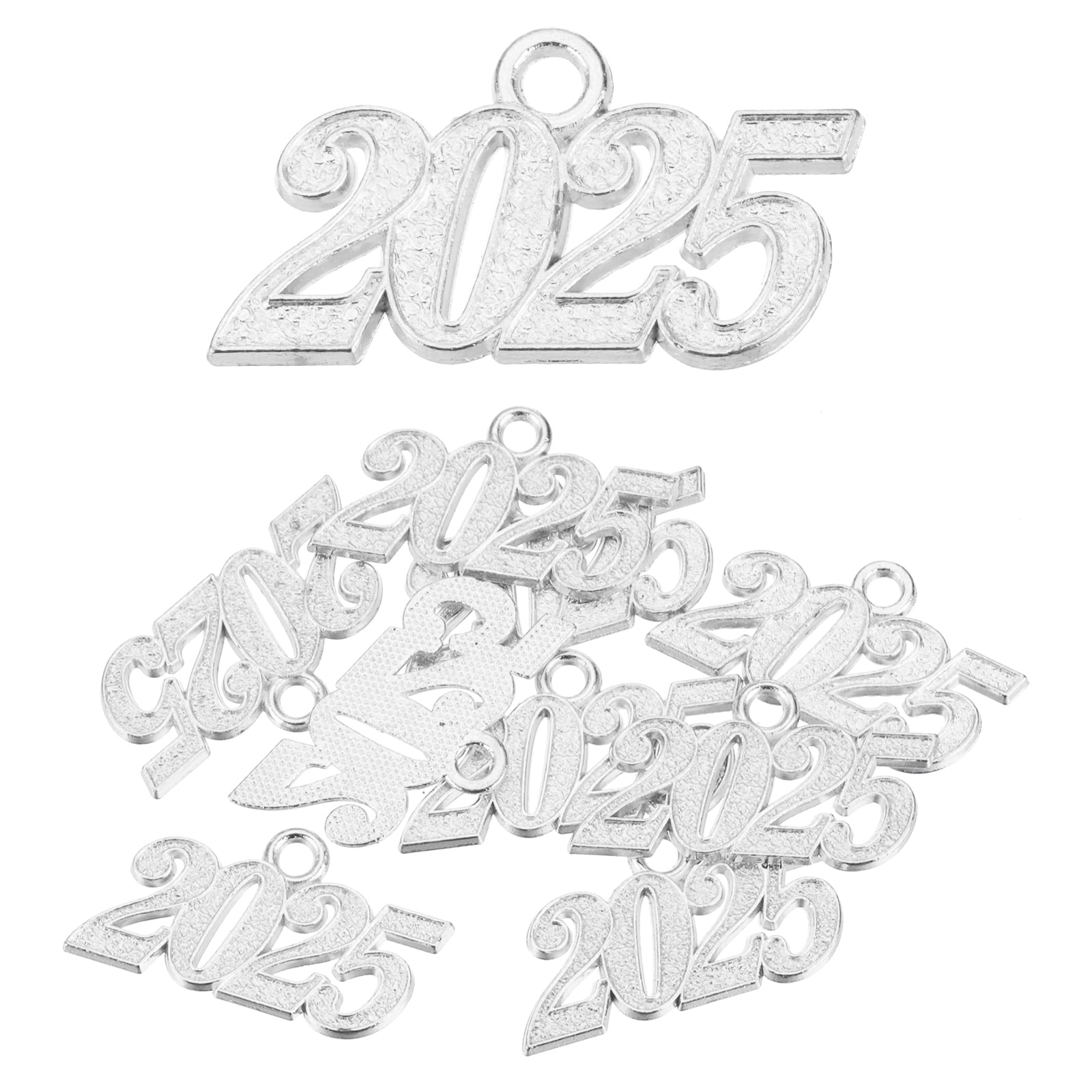 Uxcell 40pcs 2025 Graduation Year Charm 3D Metal Tassel Year Number ...