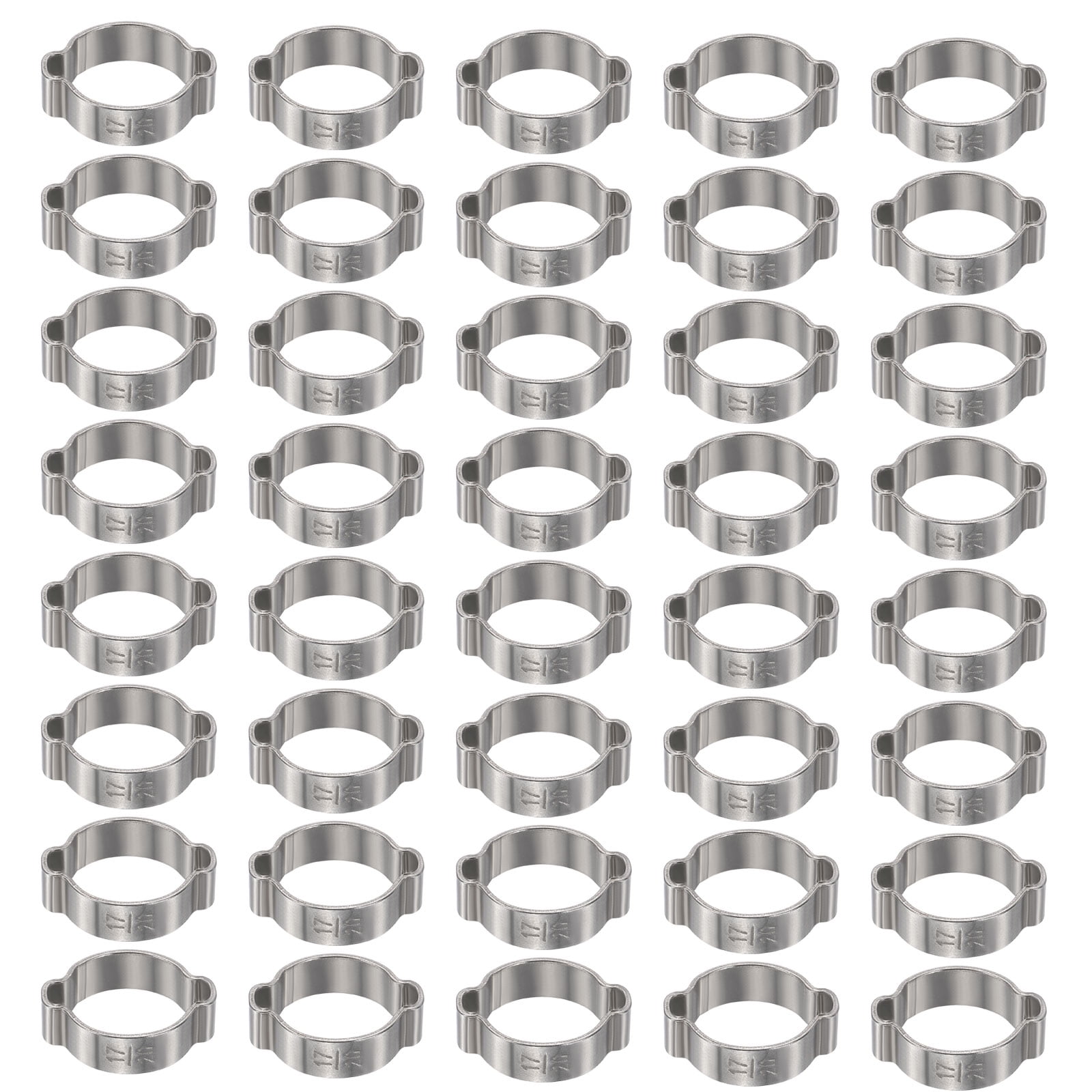 Uxcell 40pcs Double Ear Hose Clamp 17-20 mm 304 Stainless Steel Hose ...