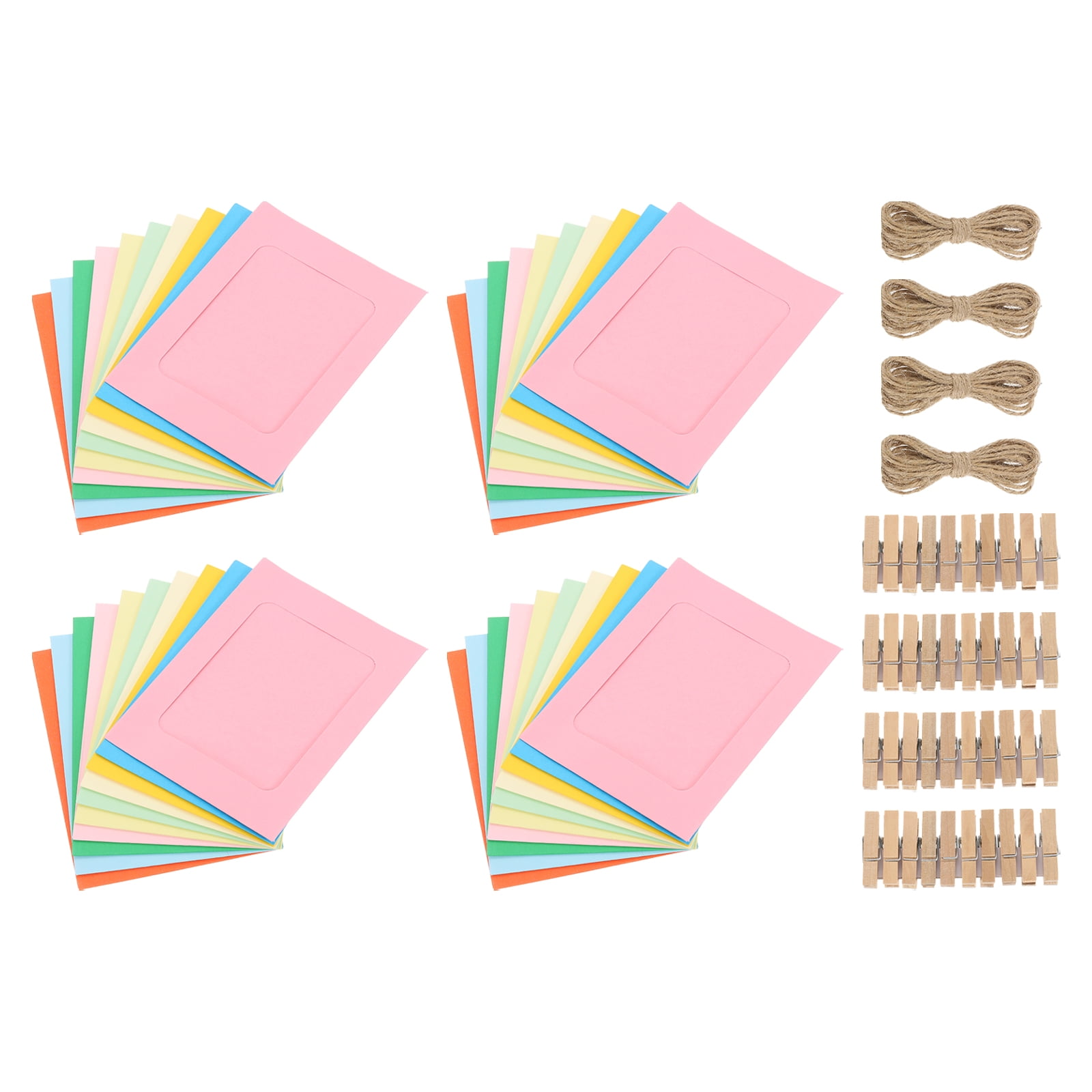 Uxcell 40pcs Paper Photo Frames Kit, 4 x 6" Kraft Photo Display Banner ...