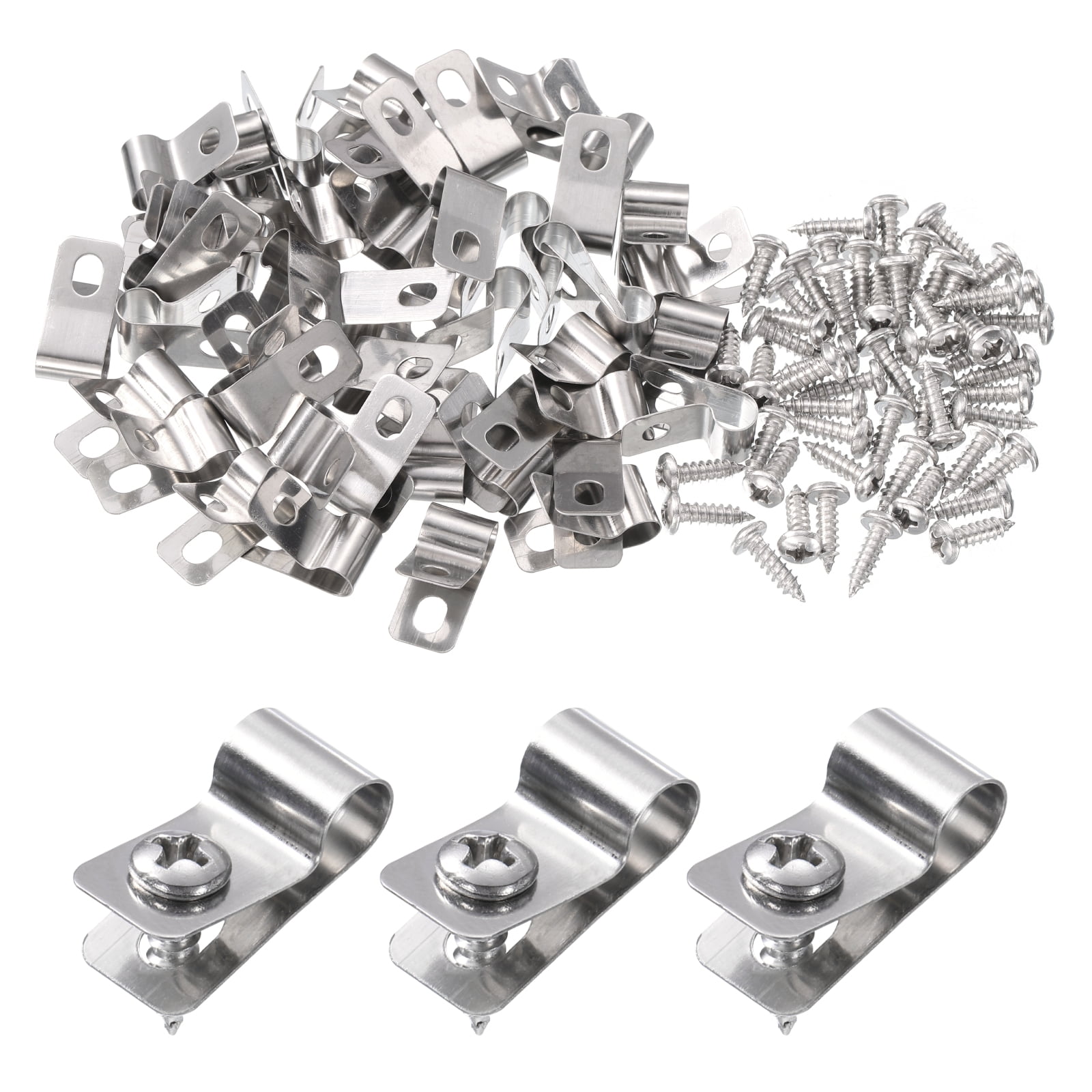 Uxcell 40pcs Wire Fence Clips 0.24" Stainless Steel Fence Wire Clamps ...